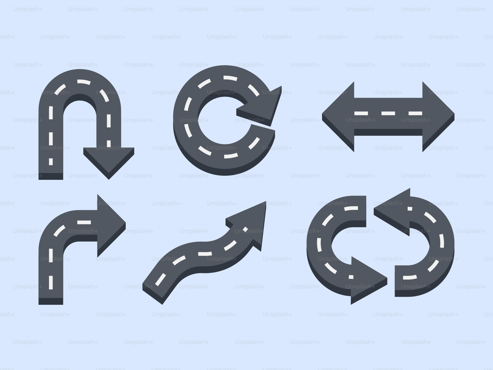 A set of road signs with arrows pointing in different directions vector ...