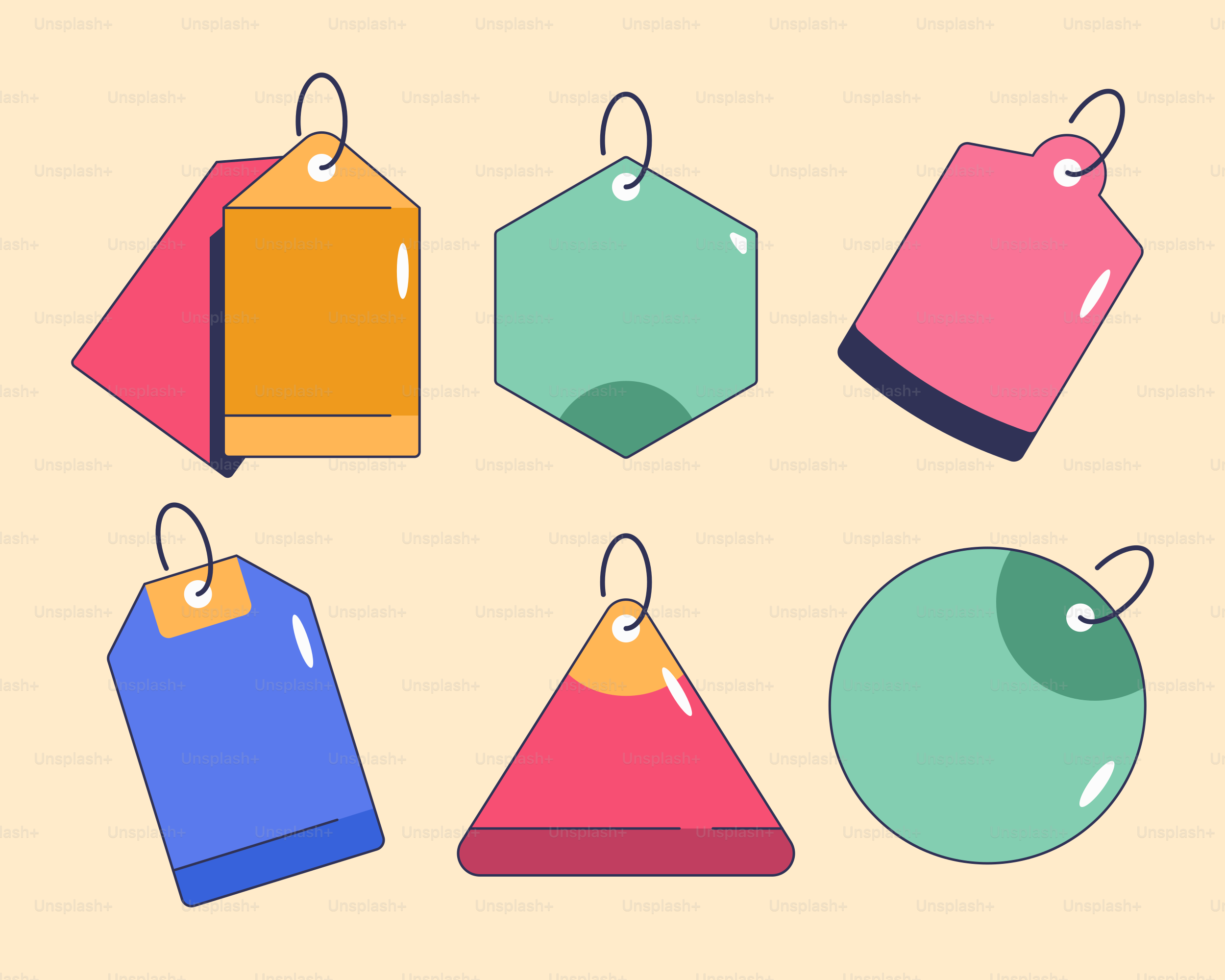A set of different colored tags hanging from a string vector – Vector ...
