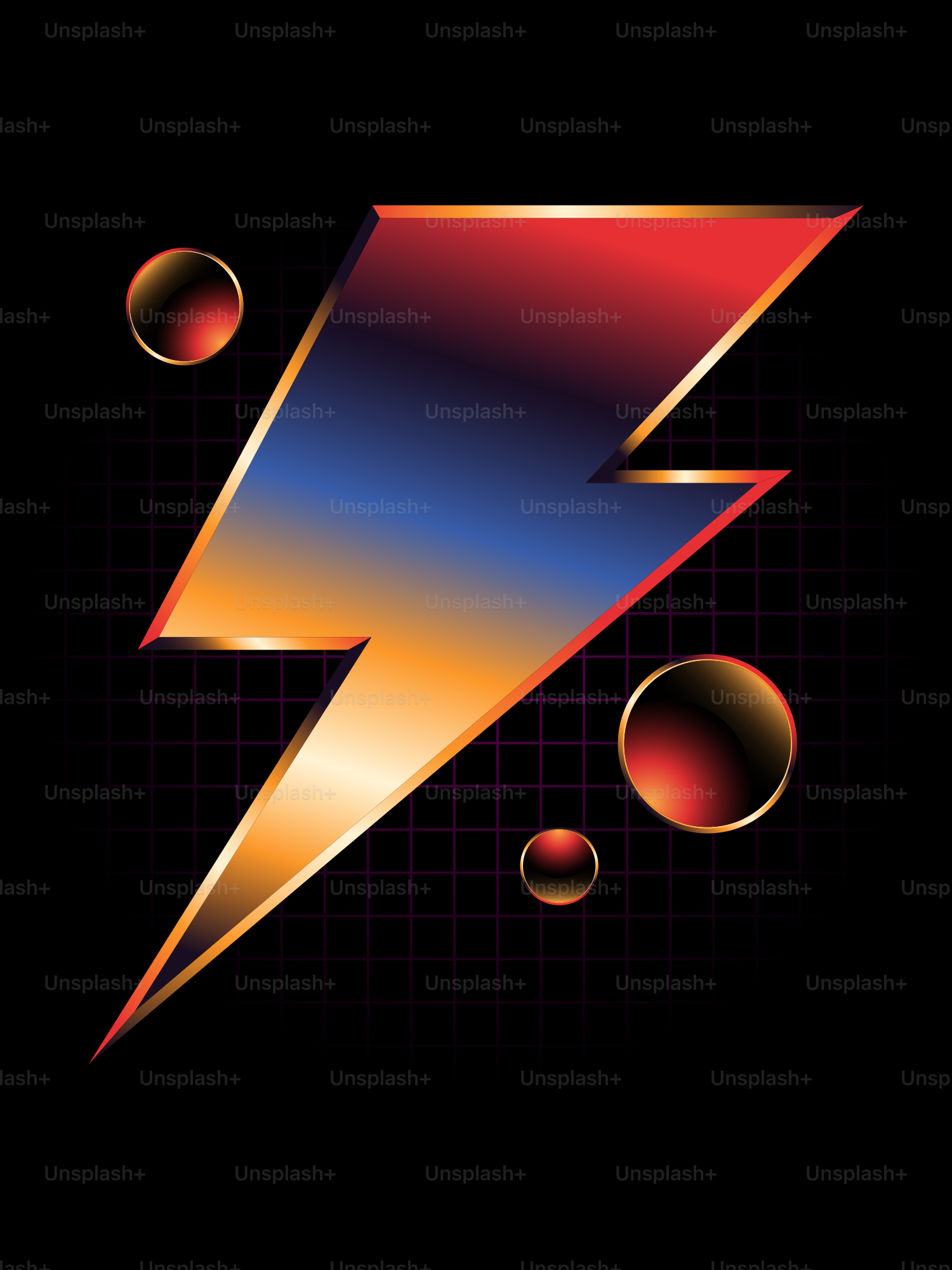 Un fond noir avec un symbole d’éclair rouge, jaune et bleu vectoriel ...