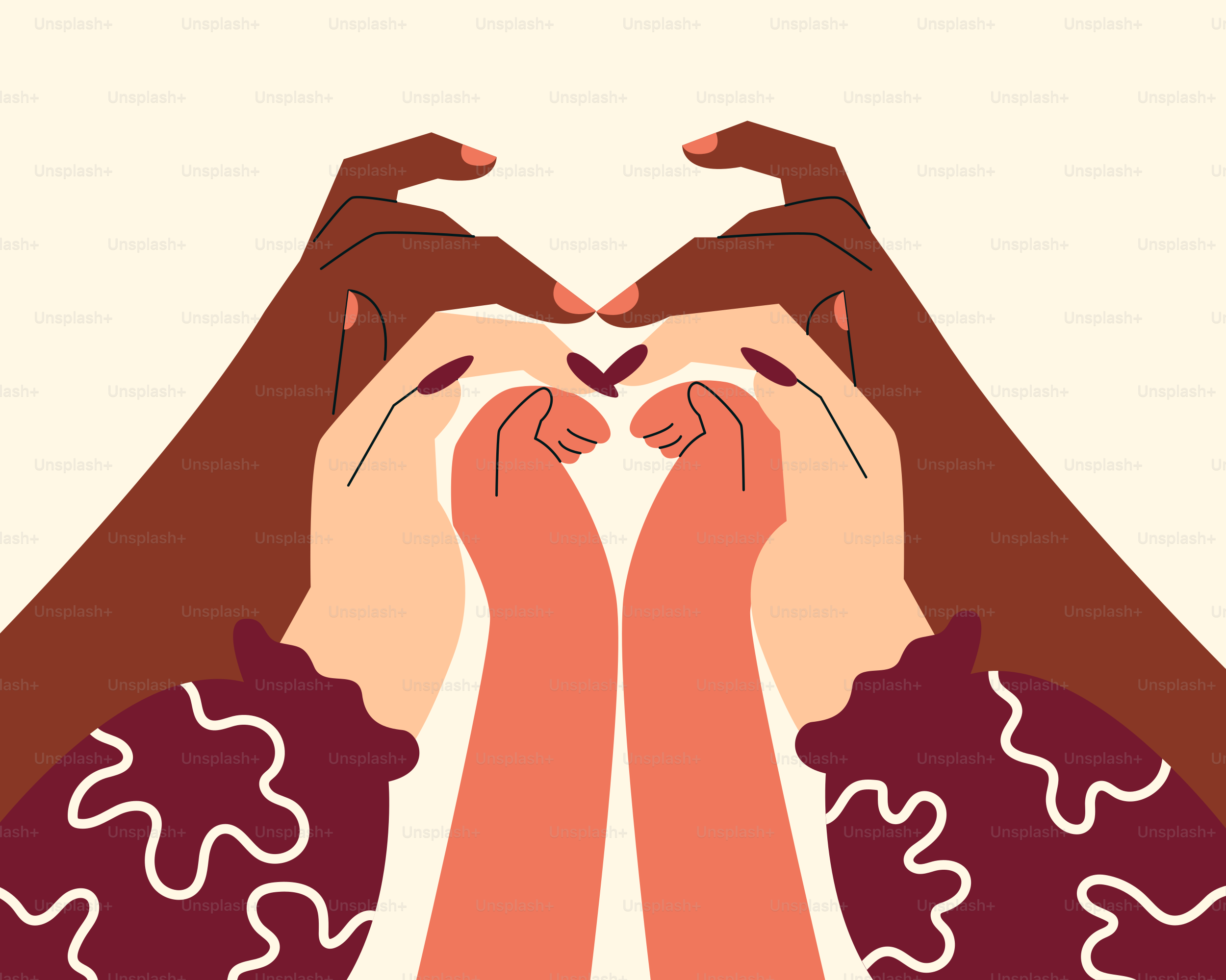 Two people making a heart with their hands vector – Families Image on ...