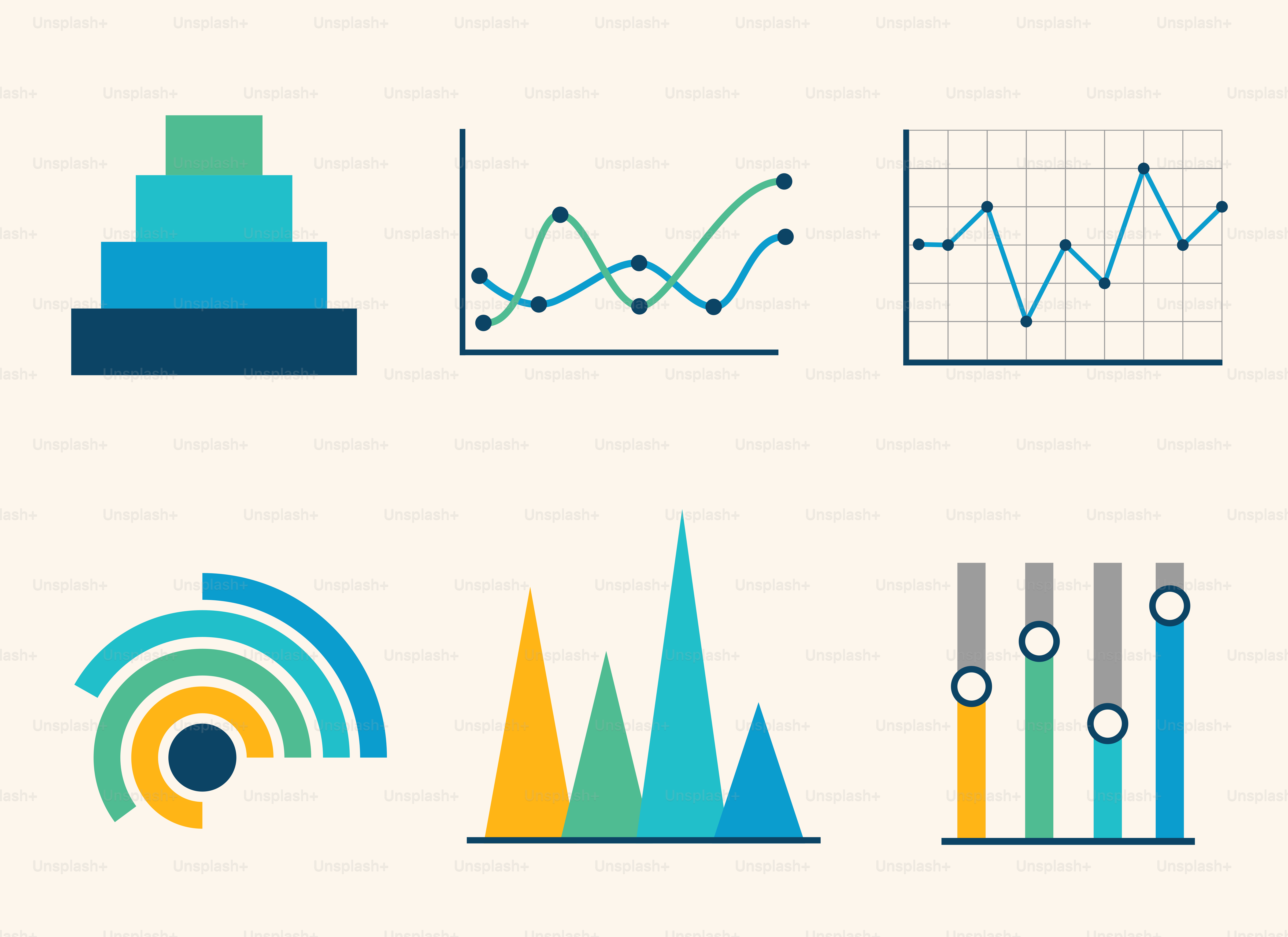 A bunch of different types of graphs on a white background vector ...