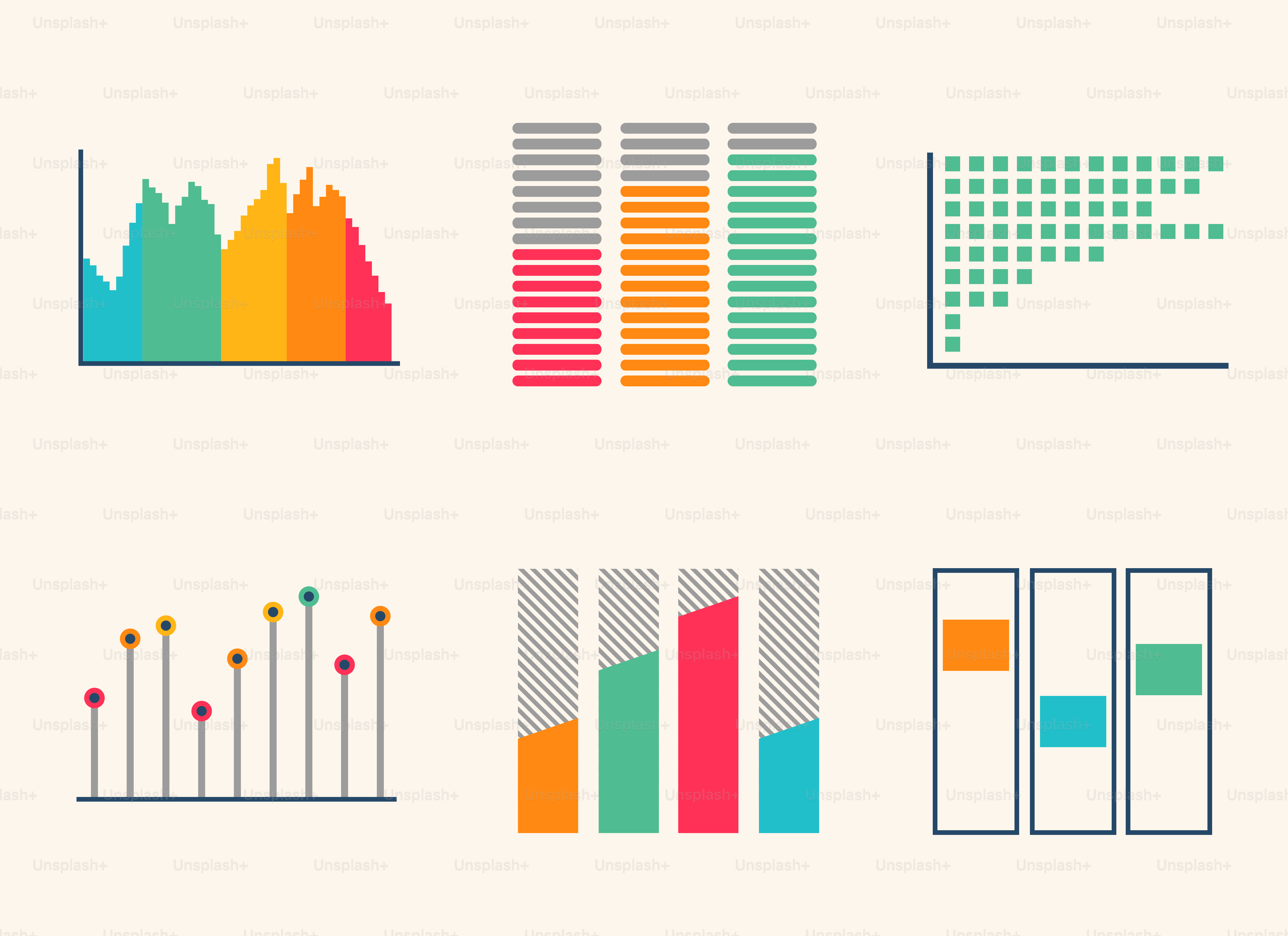 A bunch of different types of graphs on a white background vector ...