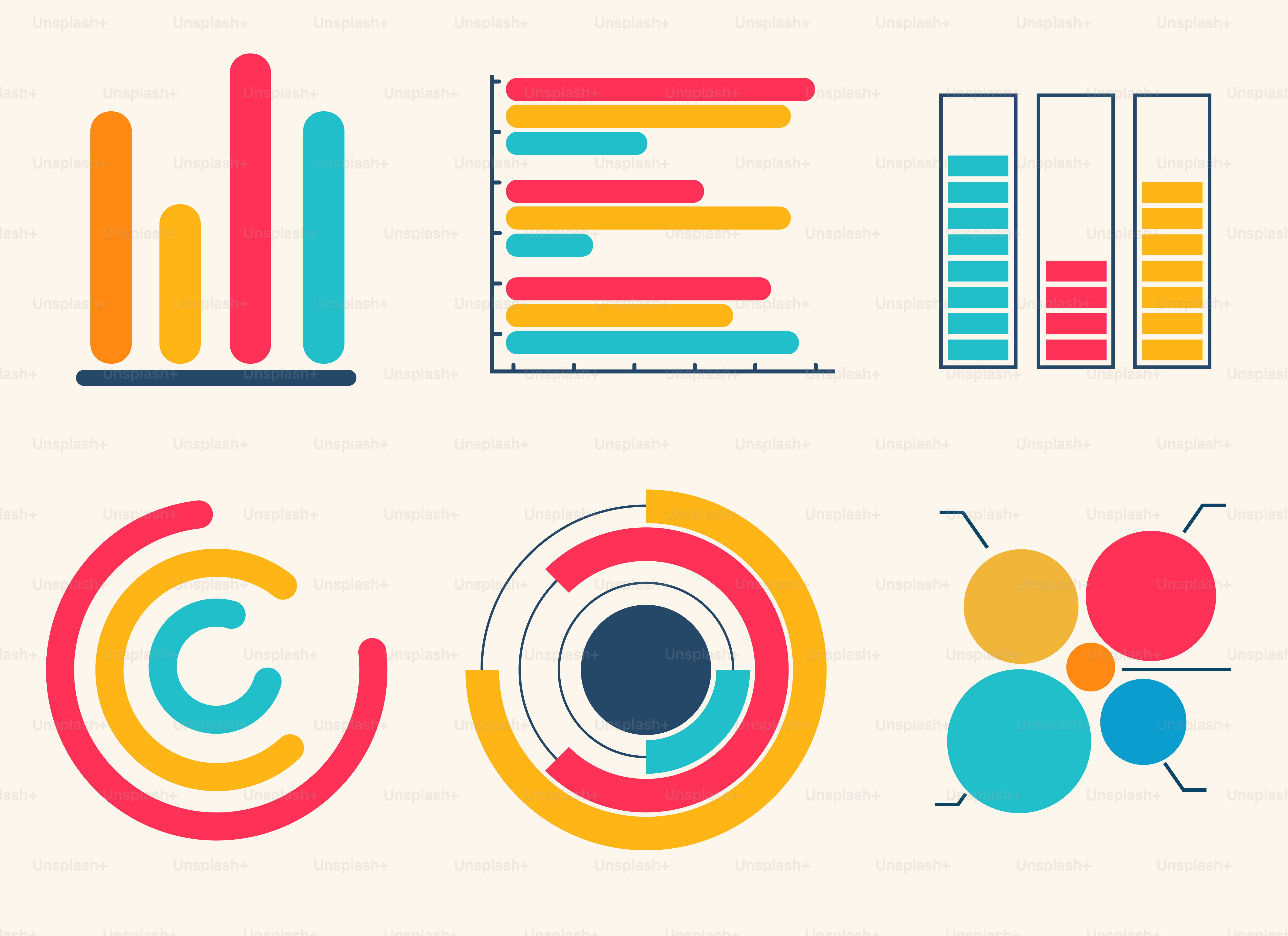 A bunch of different types of graphs on a white background vector ...