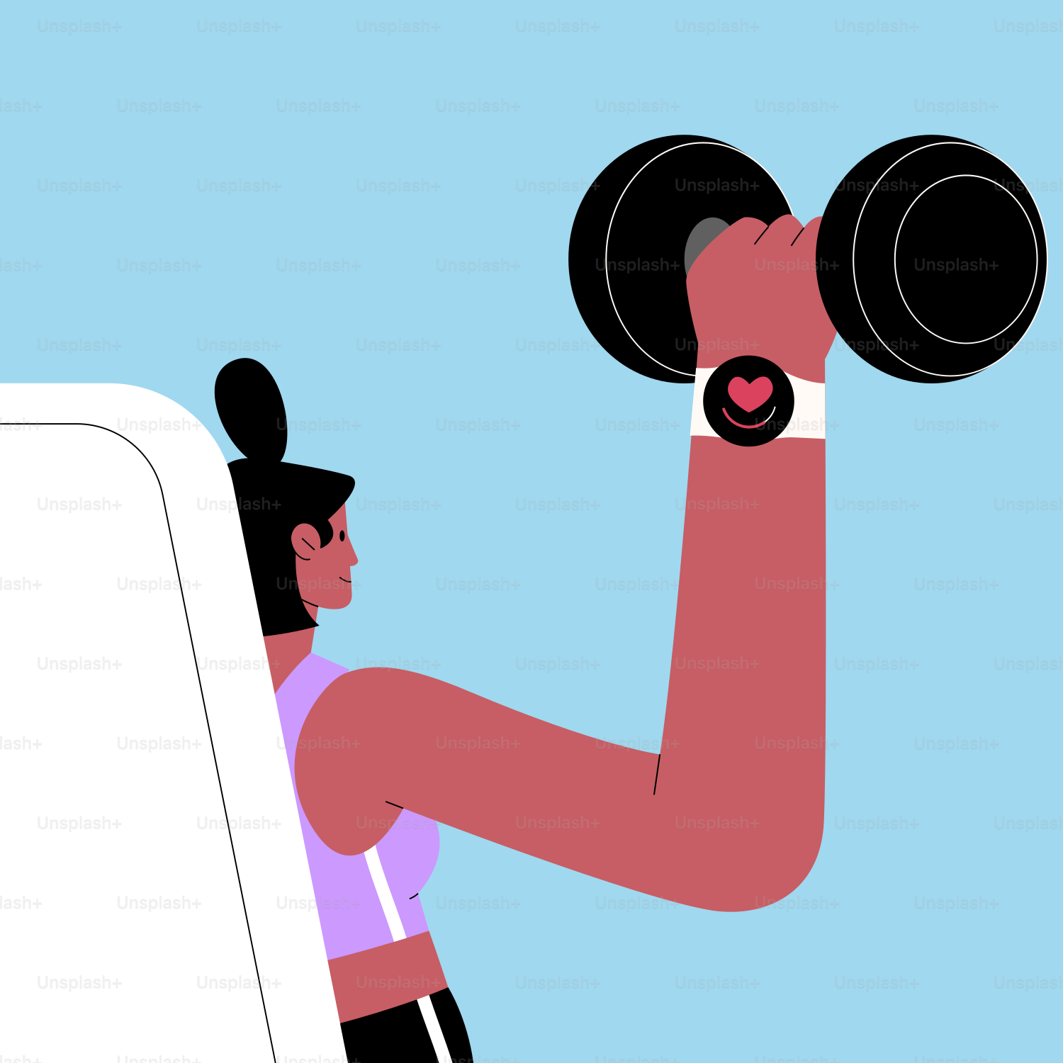 A man lifting two dumbs in front of a mirror vector – Technology trend ...