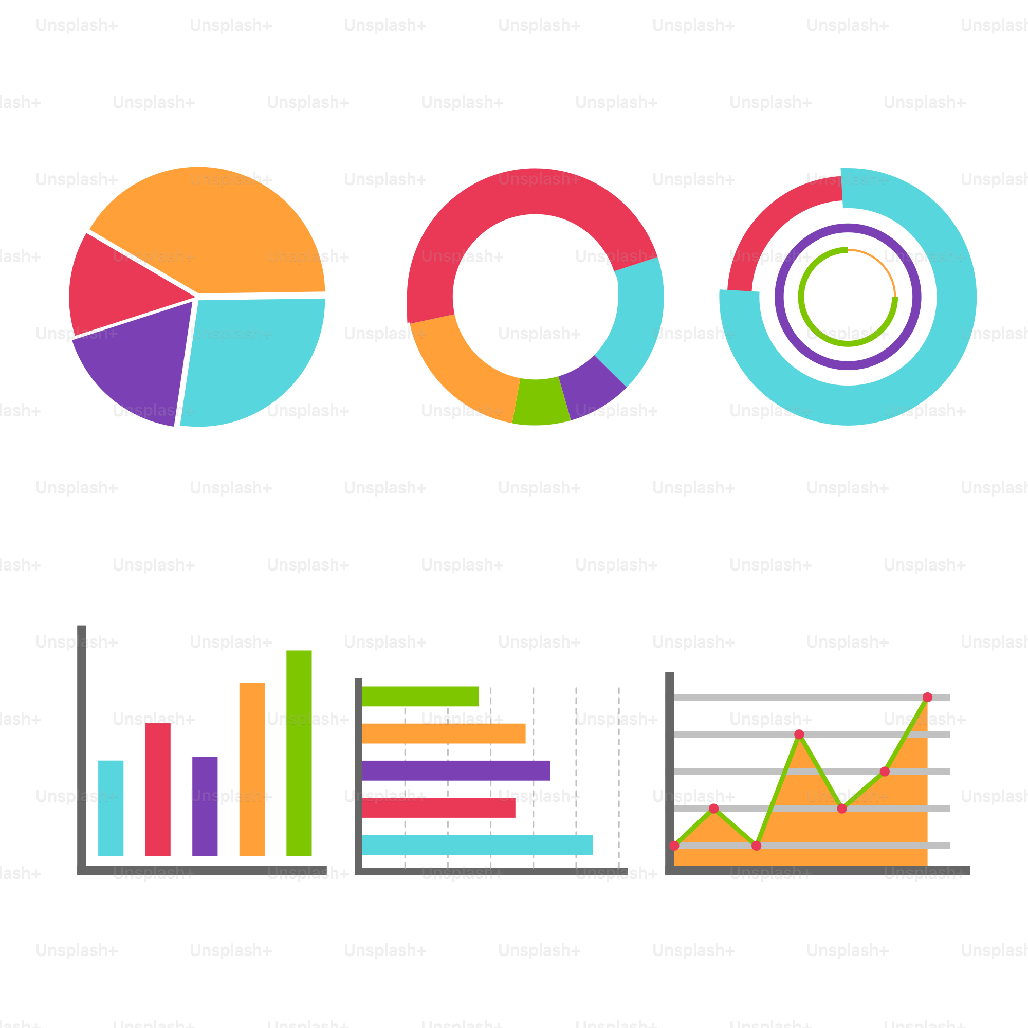 A bunch of different colored graphs on a white background vector ...