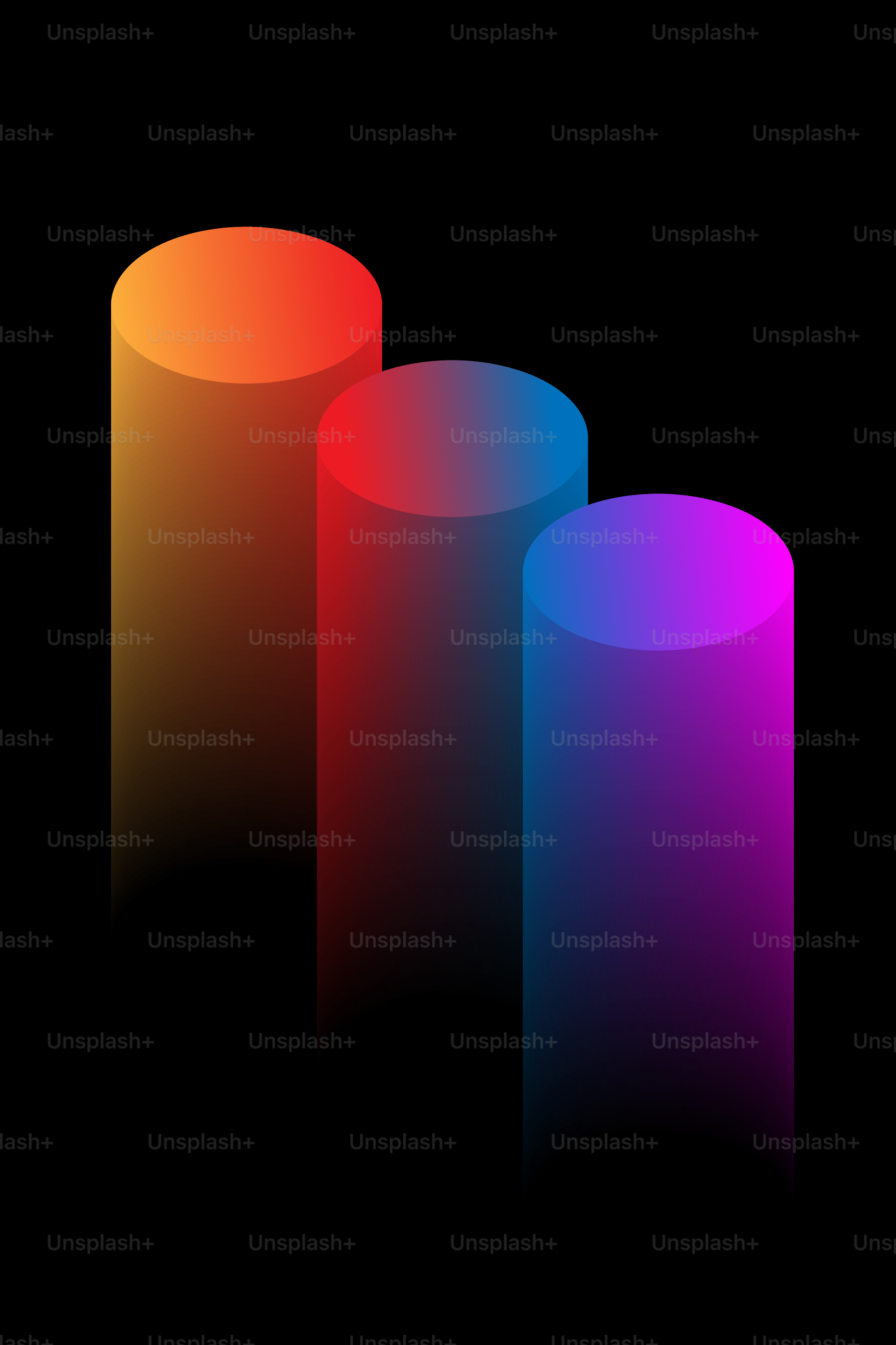 Three colorful cylinders on a black background vector – Vector Image on ...