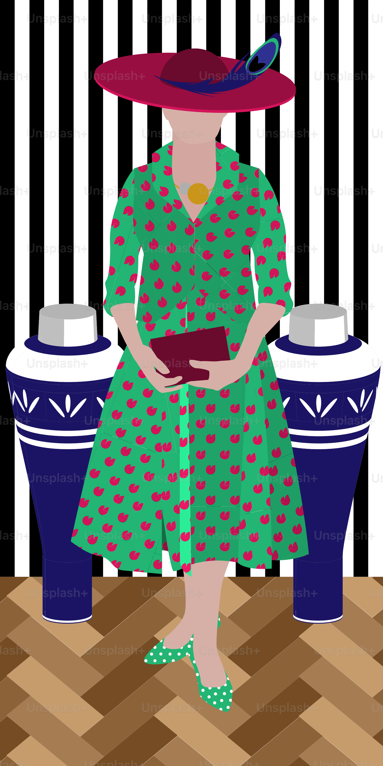 A woman in a green dress and a red hat vector – Woman Image on Unsplash