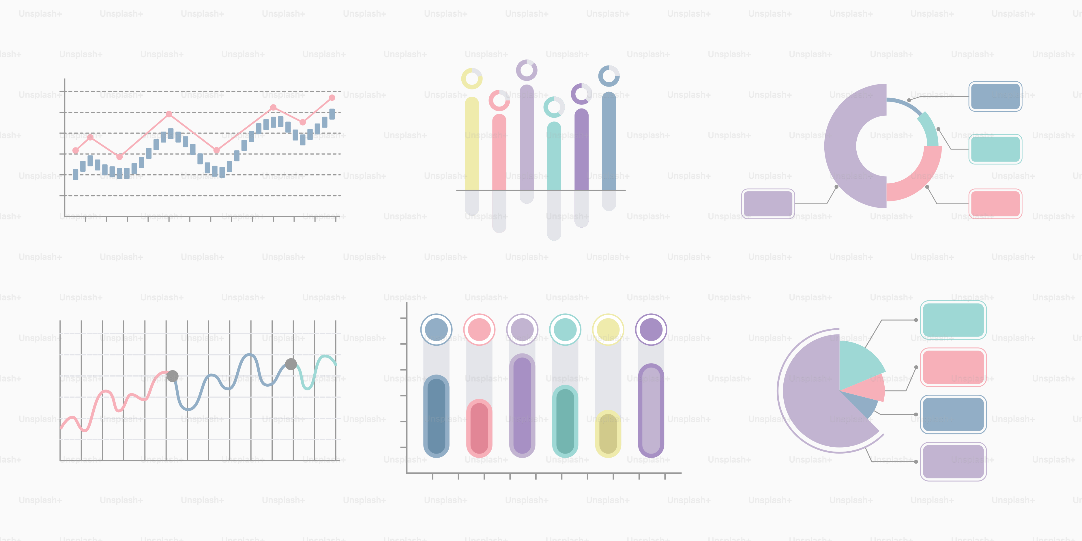 A bunch of different types of graphs on a white background vector ...