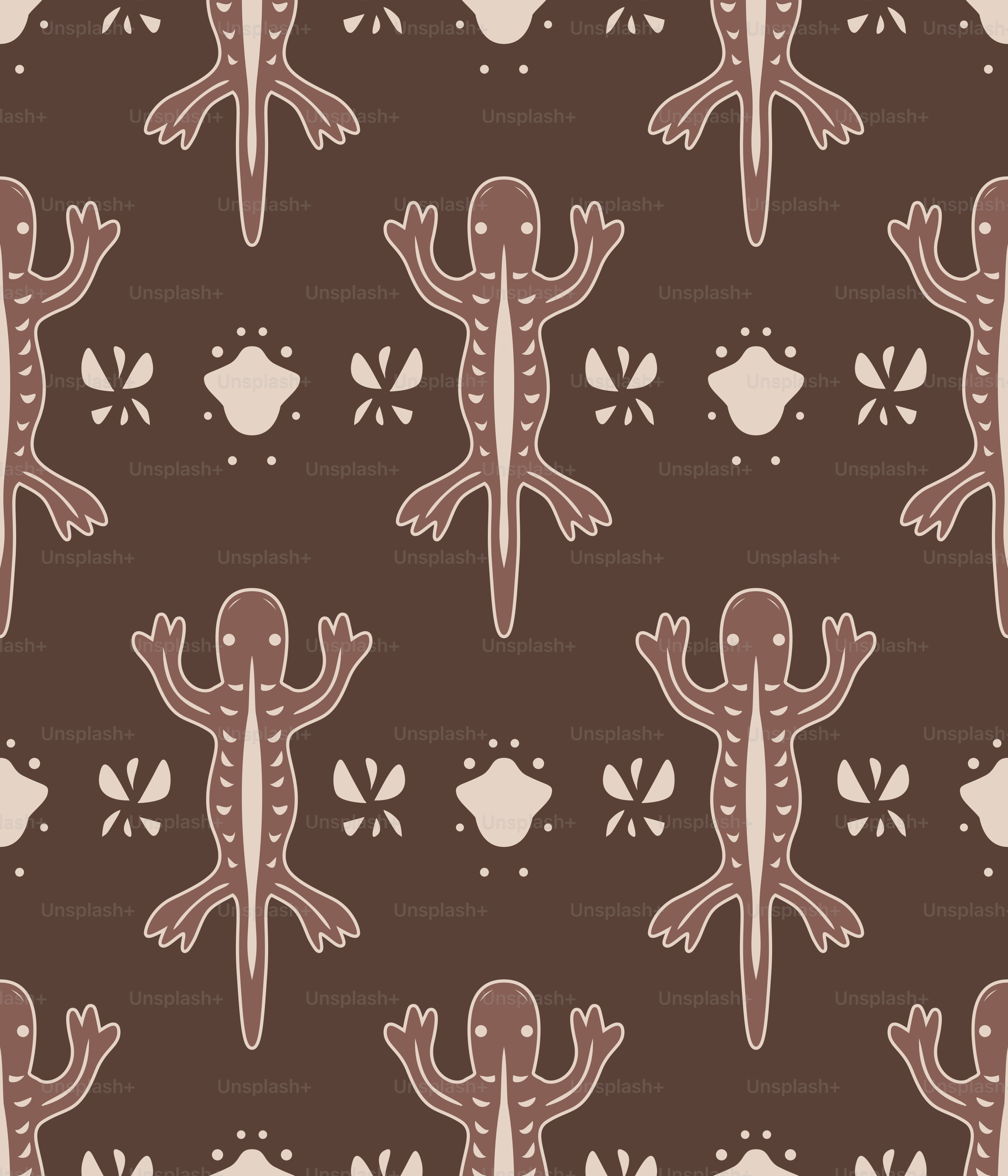 A pattern of lizards on a brown background vector – Illustration Image ...
