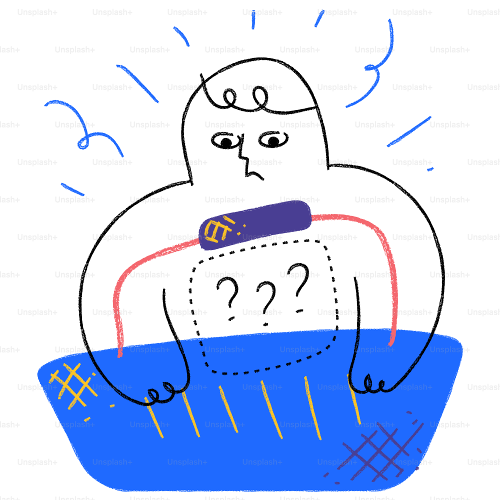 A drawing of a man with a question mark on his chest vector – Product ...