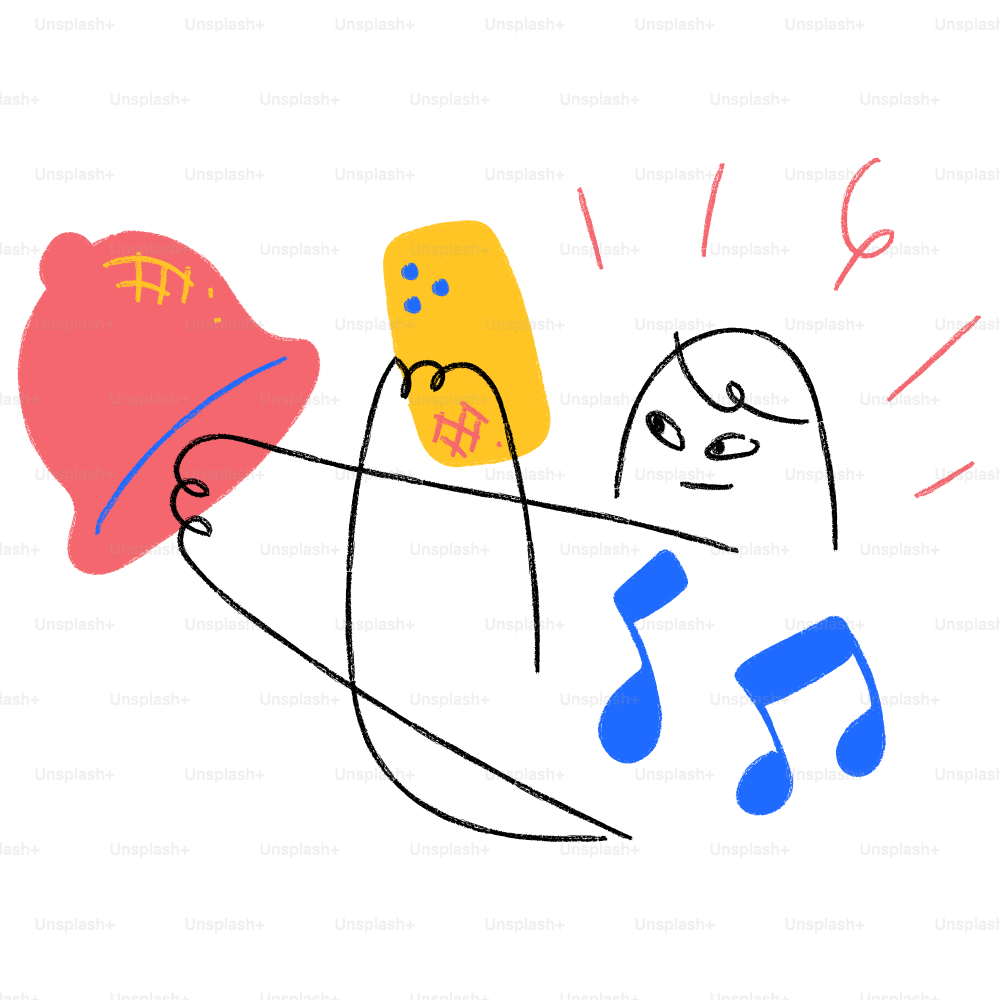 Un dibujo de dos personas con notas musicales vector – Imagen de ...
