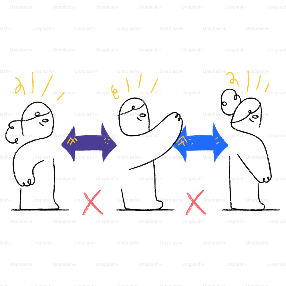 A drawing of a line drawing of a person holding a blue arrow vector ...