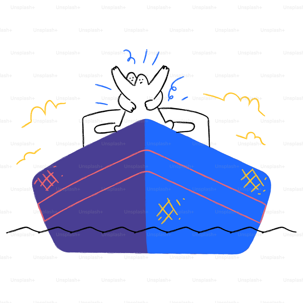 Un dibujo de un barco con un pájaro encima vector – Imagen de Ultramar ...