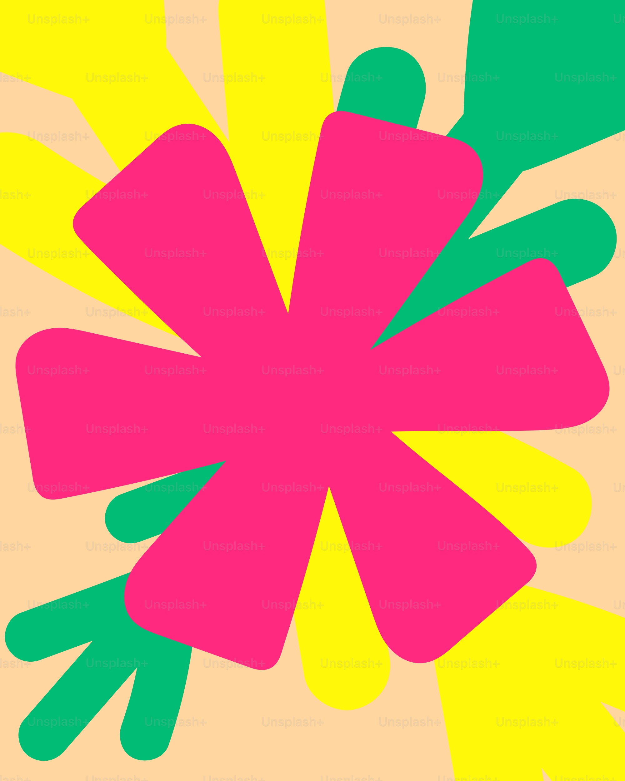 A pink and green flower on a yellow and pink background vector ...