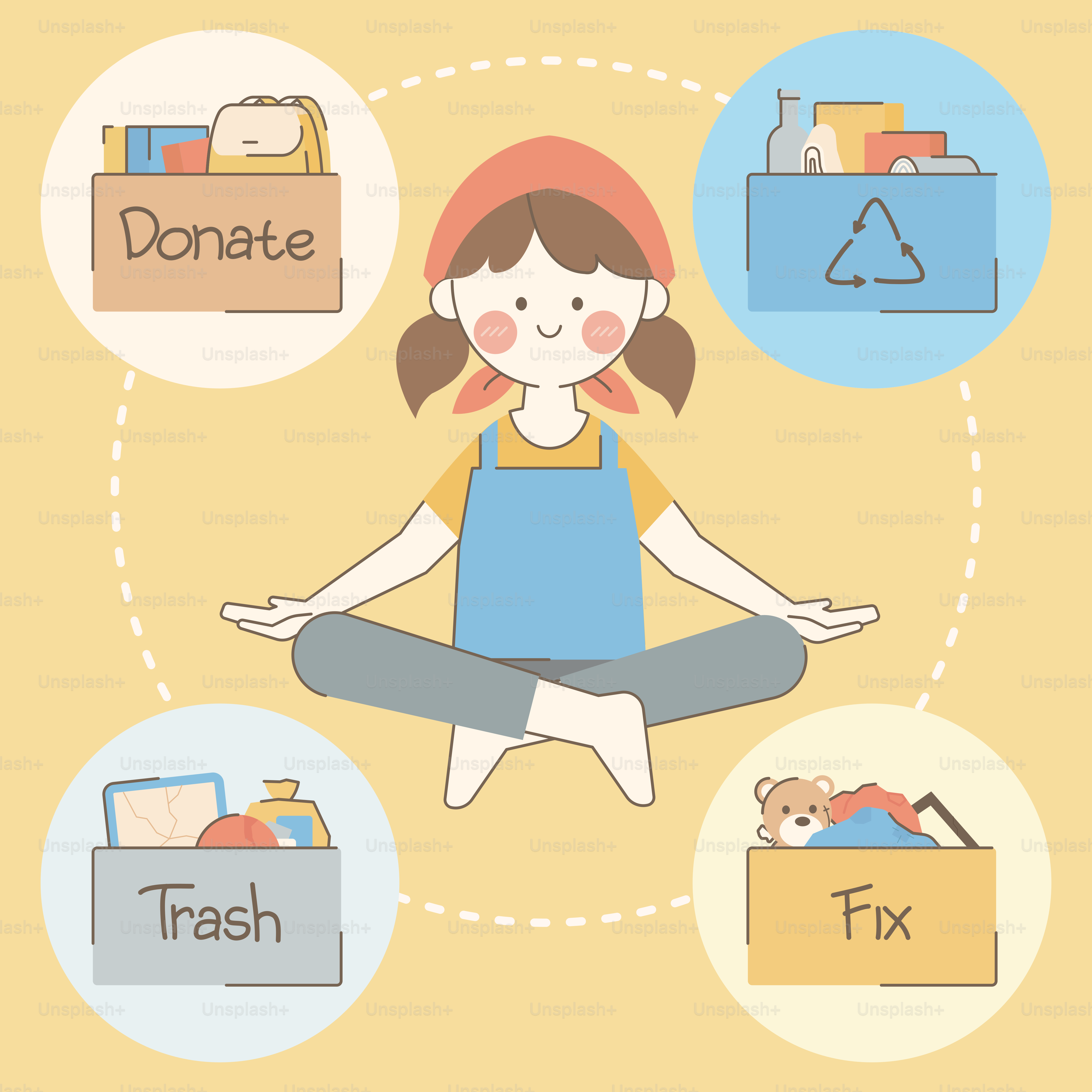 A woman sitting in a yoga position surrounded by icons vector – Sorting ...