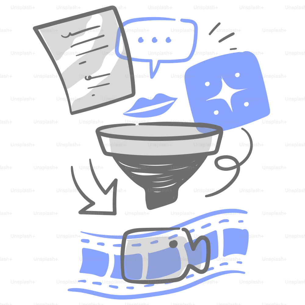 Un disegno in bianco e blu di un imbuto vettoriale – Immagine di ...