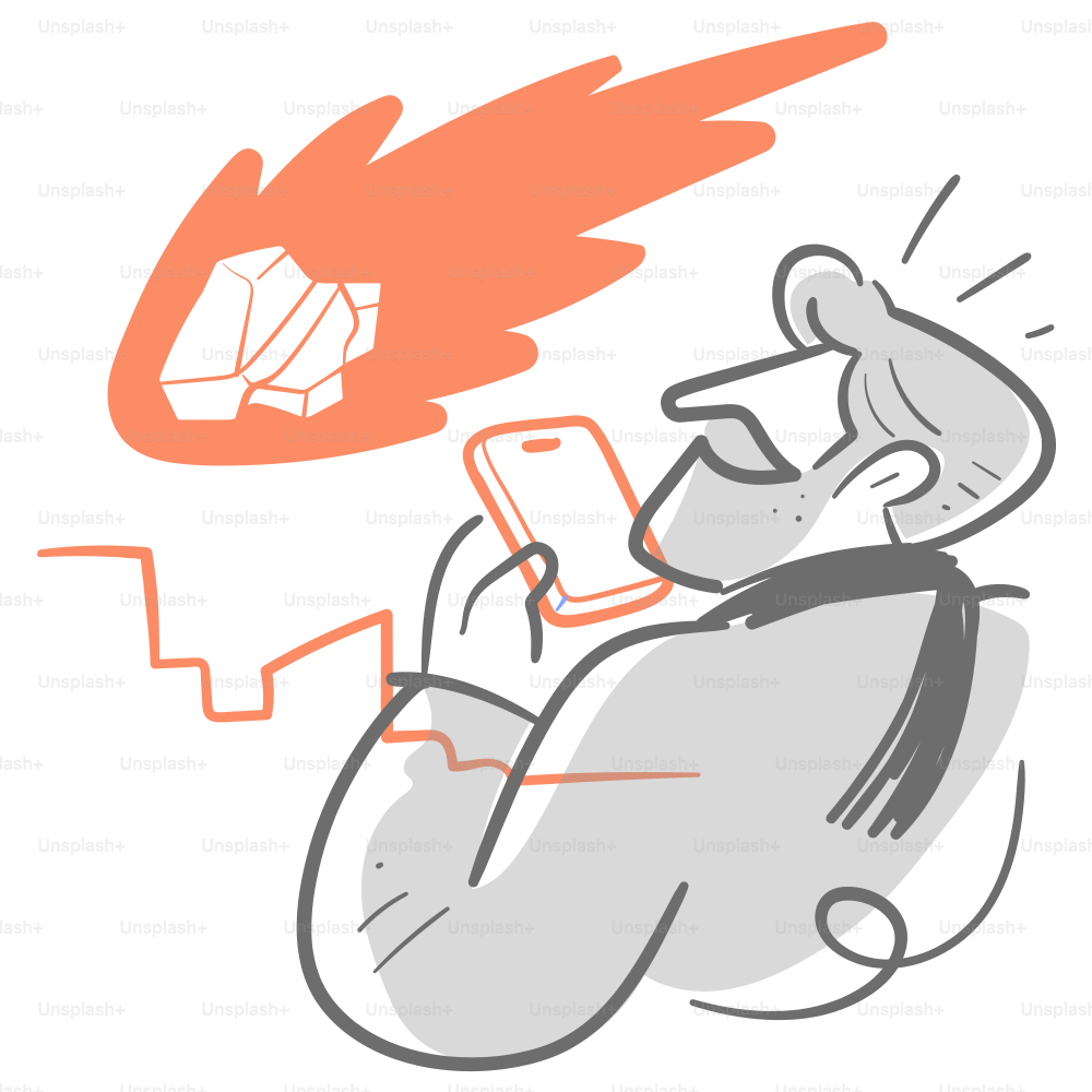 Una persona sentada en una silla mirando un móvil vector – Imagen de ...