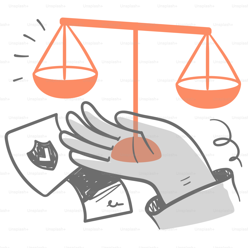 Un dibujo de una mano sosteniendo una balanza vector – Imagen de ...
