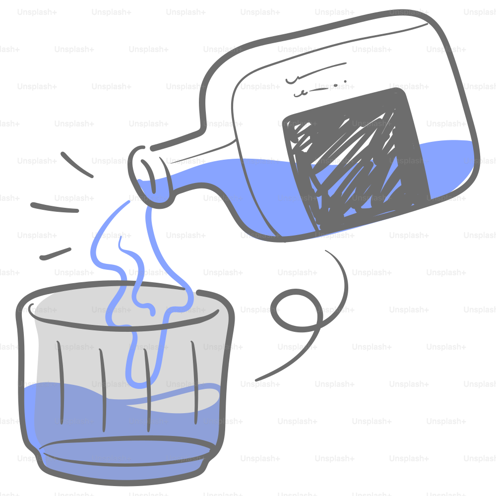 A drawing of a glass of water being poured vector – Hydration Image on ...