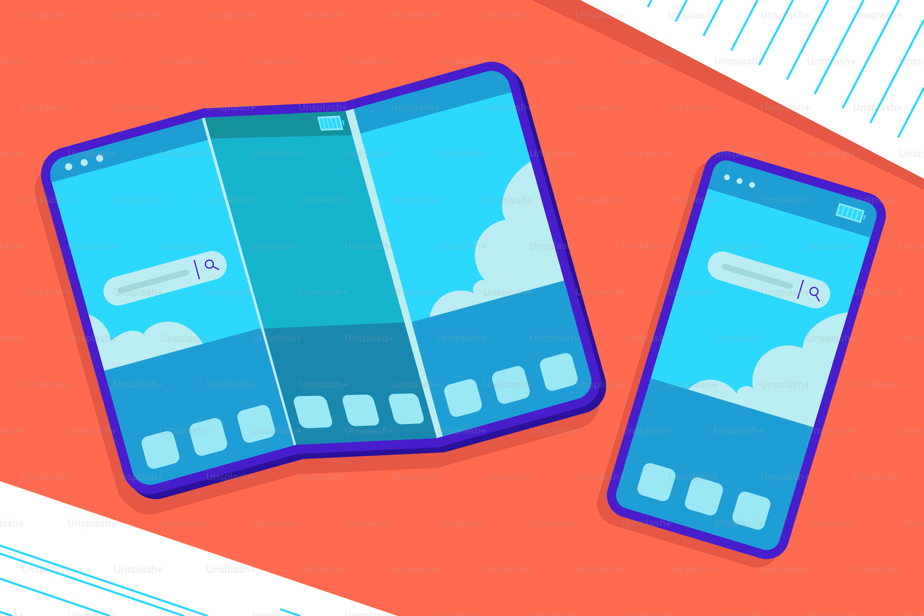 Un par de celulares encima de una mesa vector – Imagen de Teléfono ...