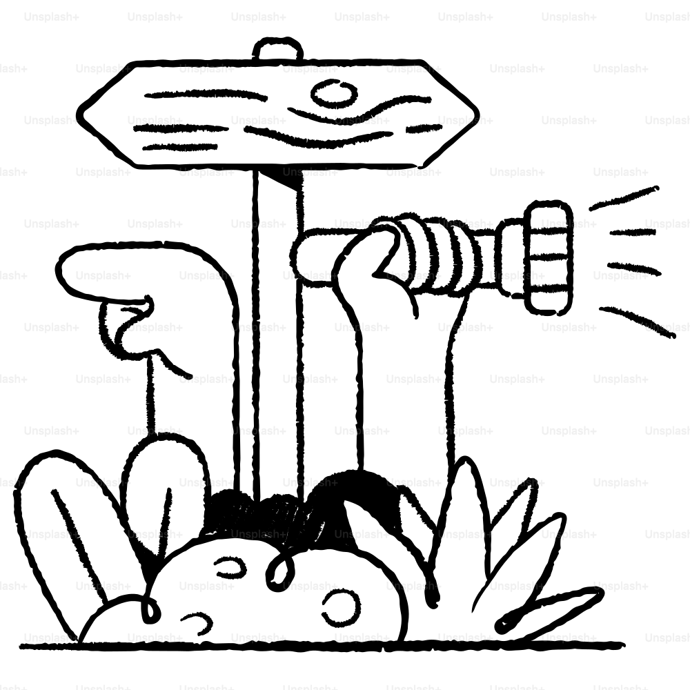 Un dessin en noir et blanc d’une personne tenant une pancarte vectoriel ...