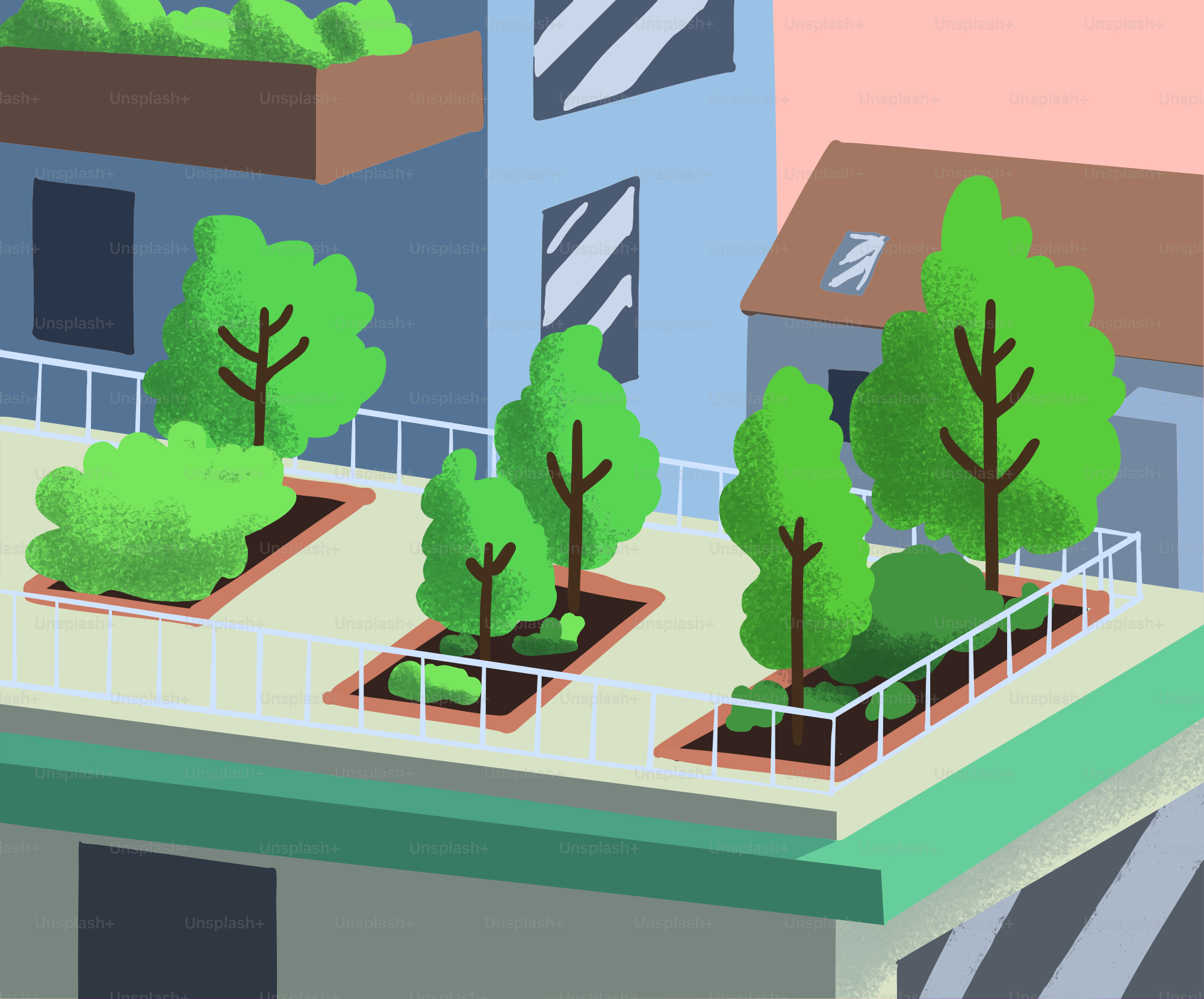Rooftops Clip Art Trees Green City Vector Images – Browse 402,565