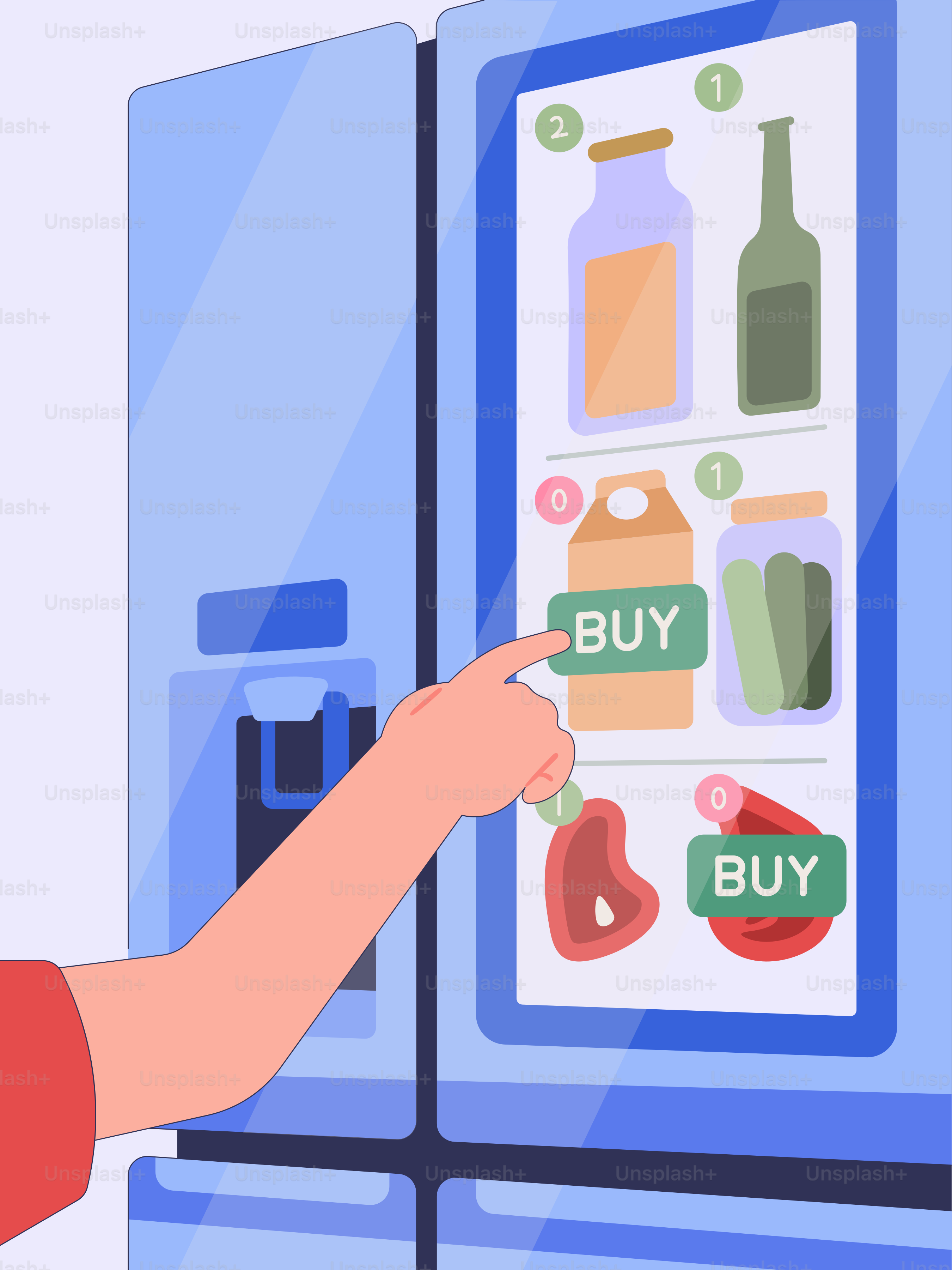 A person pointing at a refrigerator with food on it vector – Technology ...