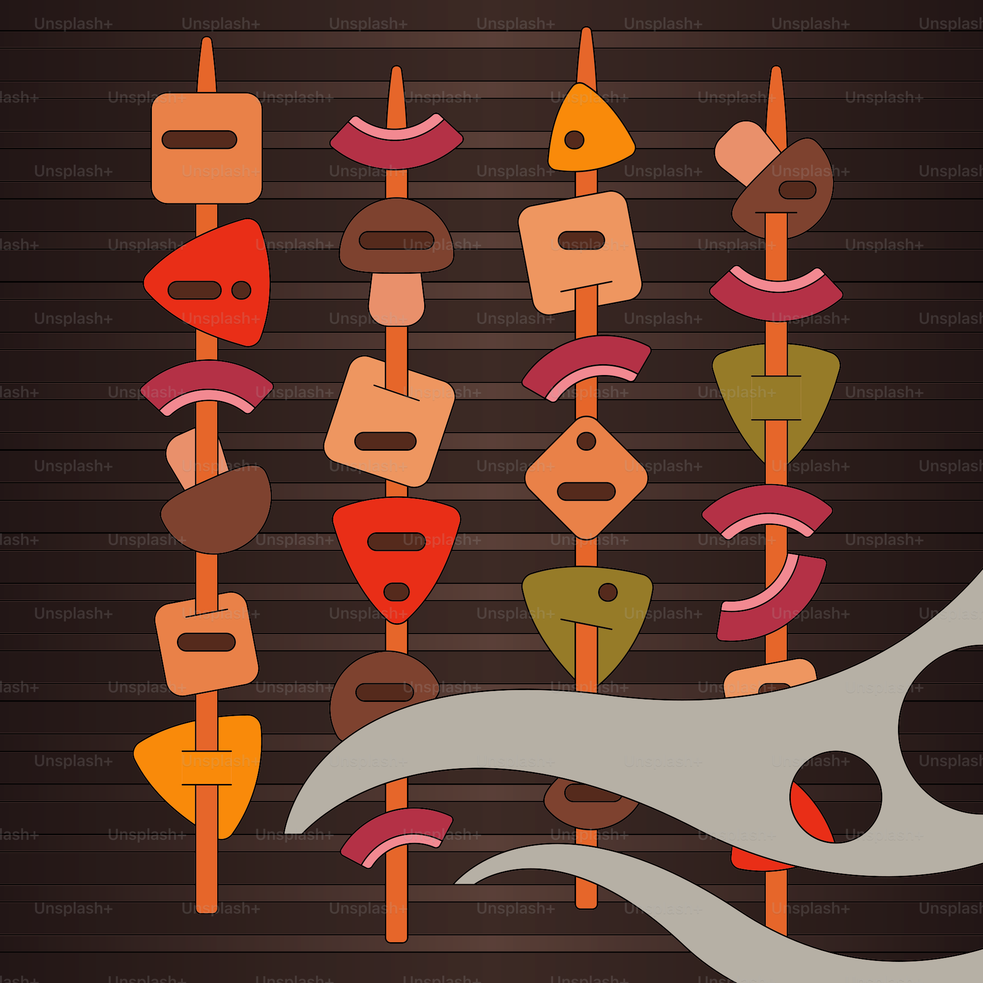 Un tas d’objets de couleurs différentes sur un fond noir vectoriel ...