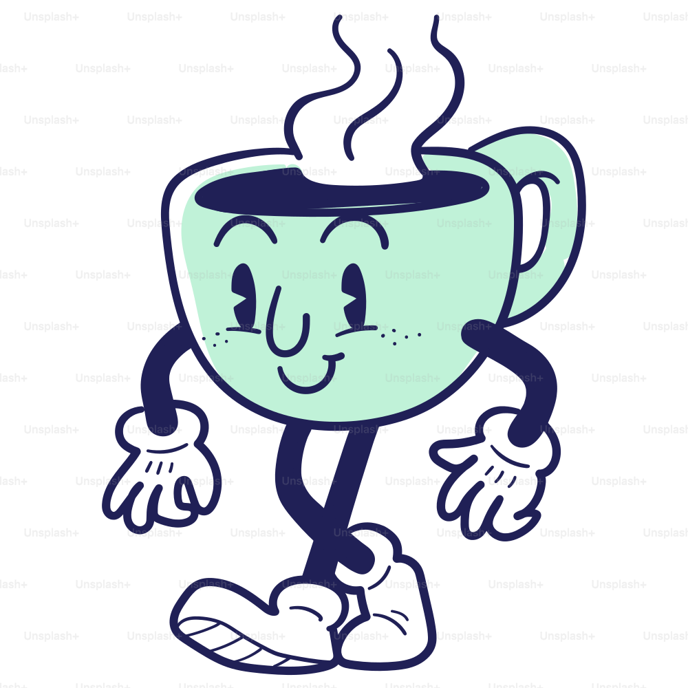 A cartoon cup of coffee with arms and legs vector – Coffee Image on ...