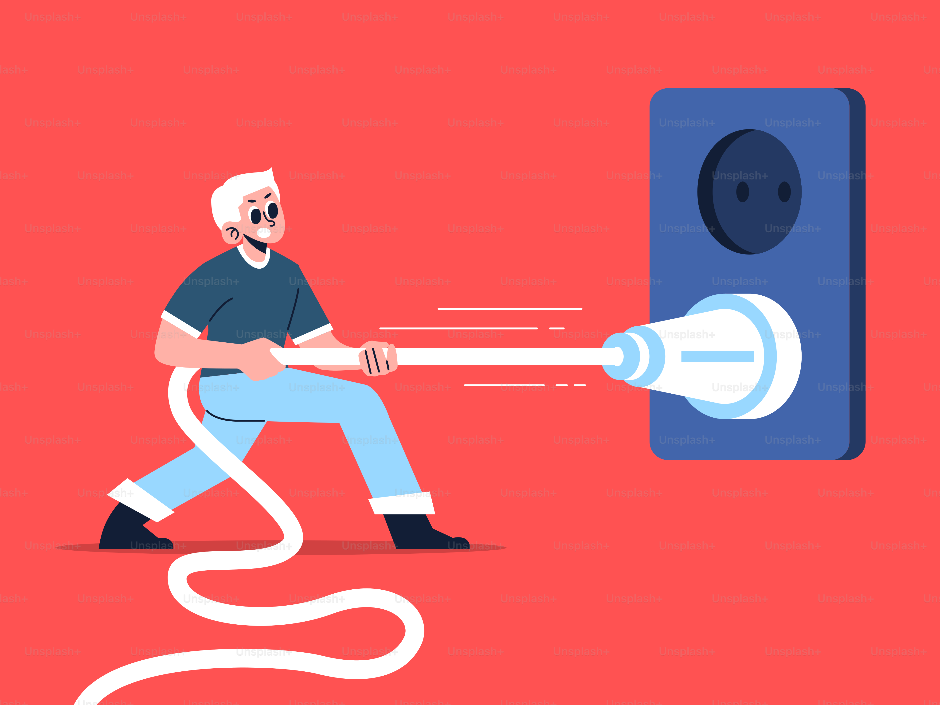 An illustration of a man pulling a power cord vector – Digital detox ...
