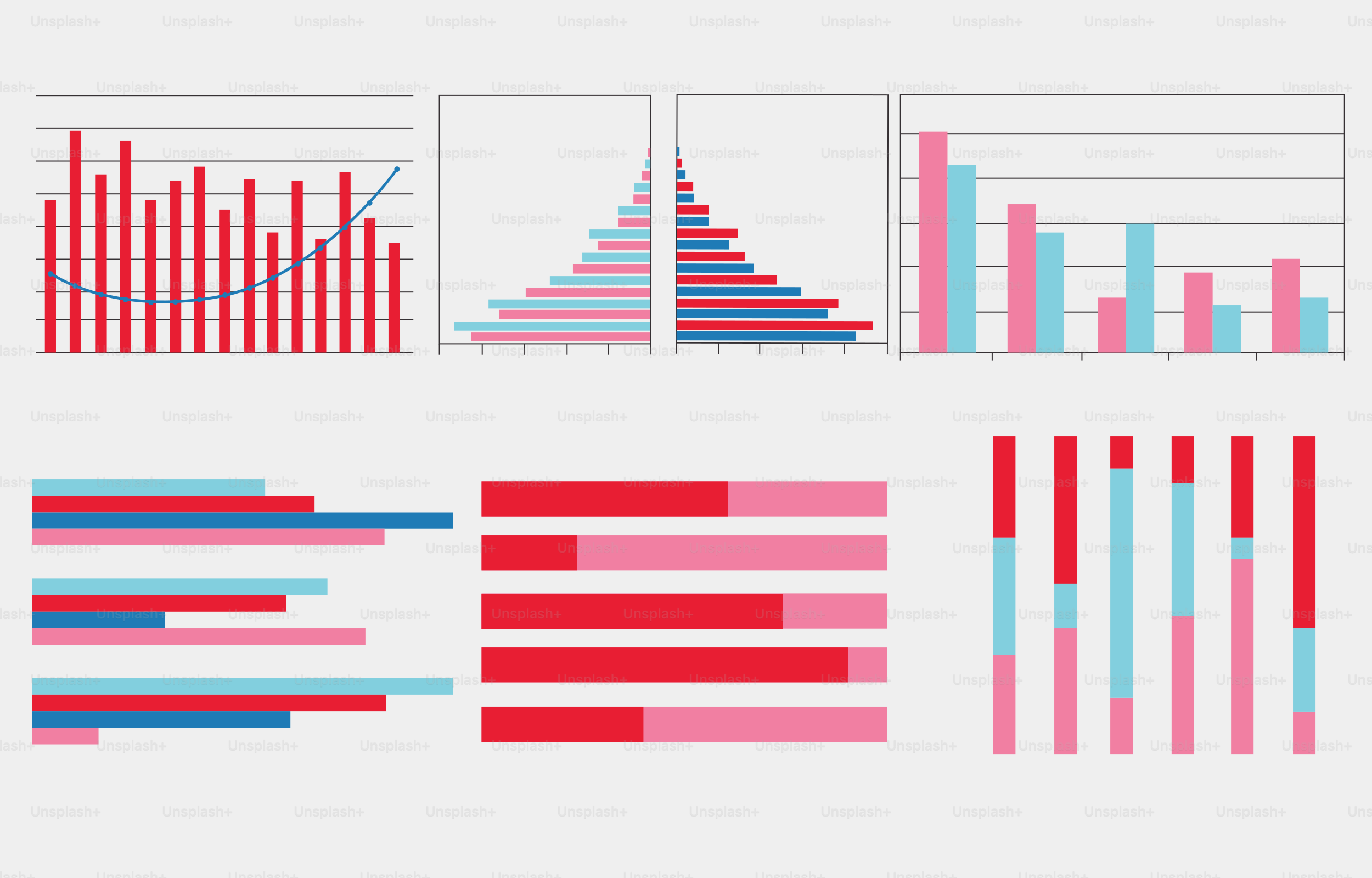 A bunch of different types of graphs on a white background vector ...