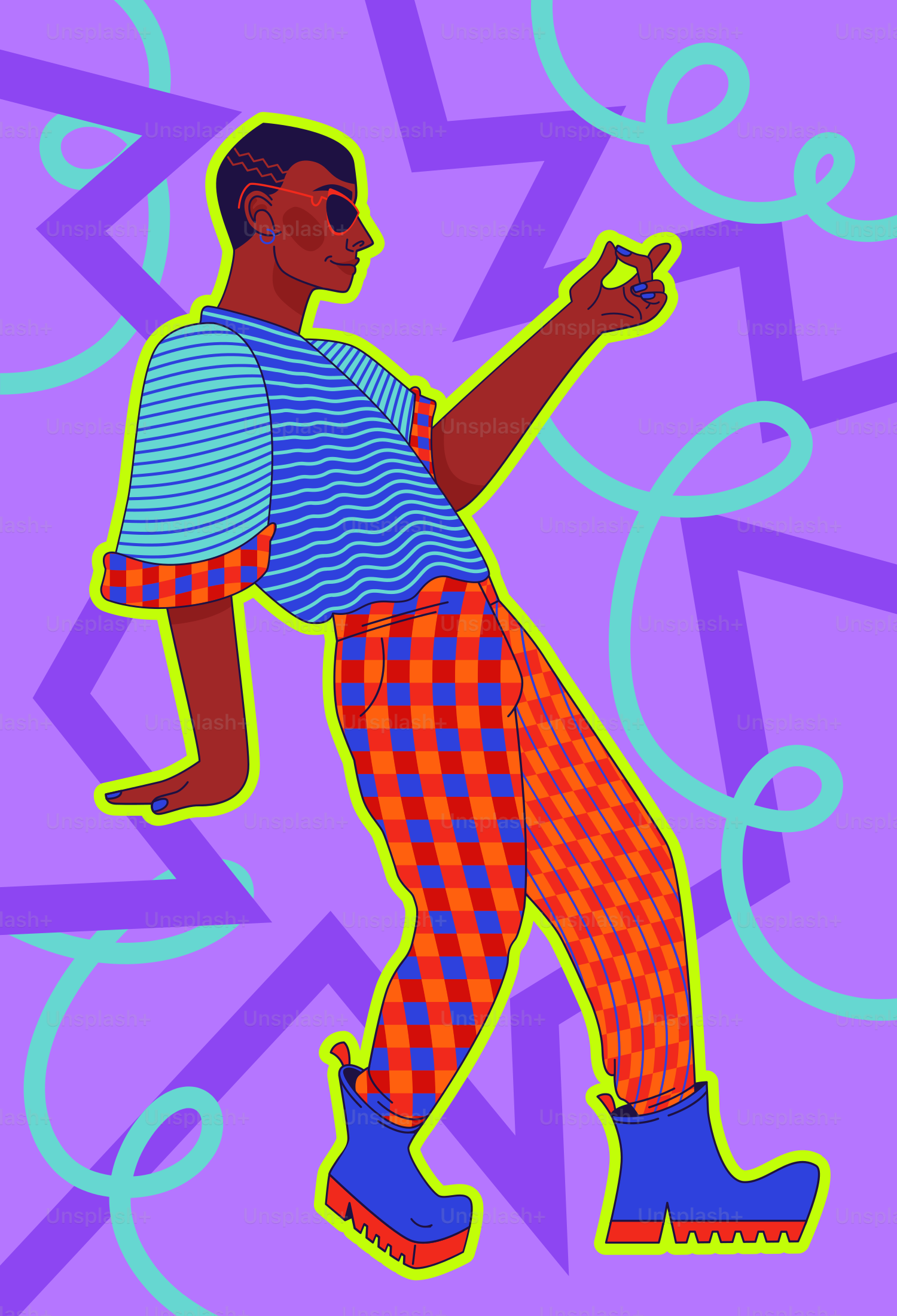 A drawing of a man in a colorful outfit vector – Abstract background ...