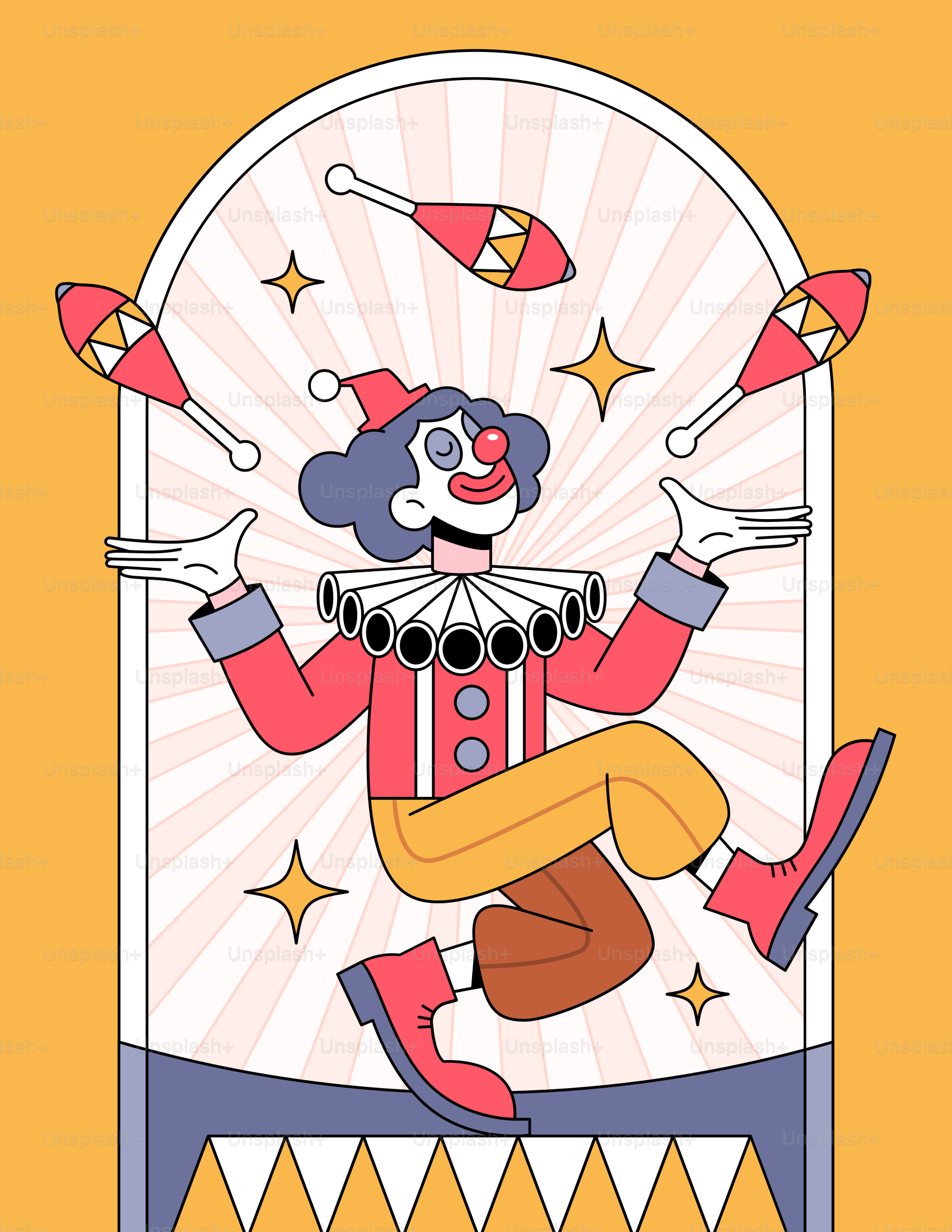 Ein Clown sitzt auf einem Fahrgeschäft Vektor – Bild zum Thema Lebhaft ...