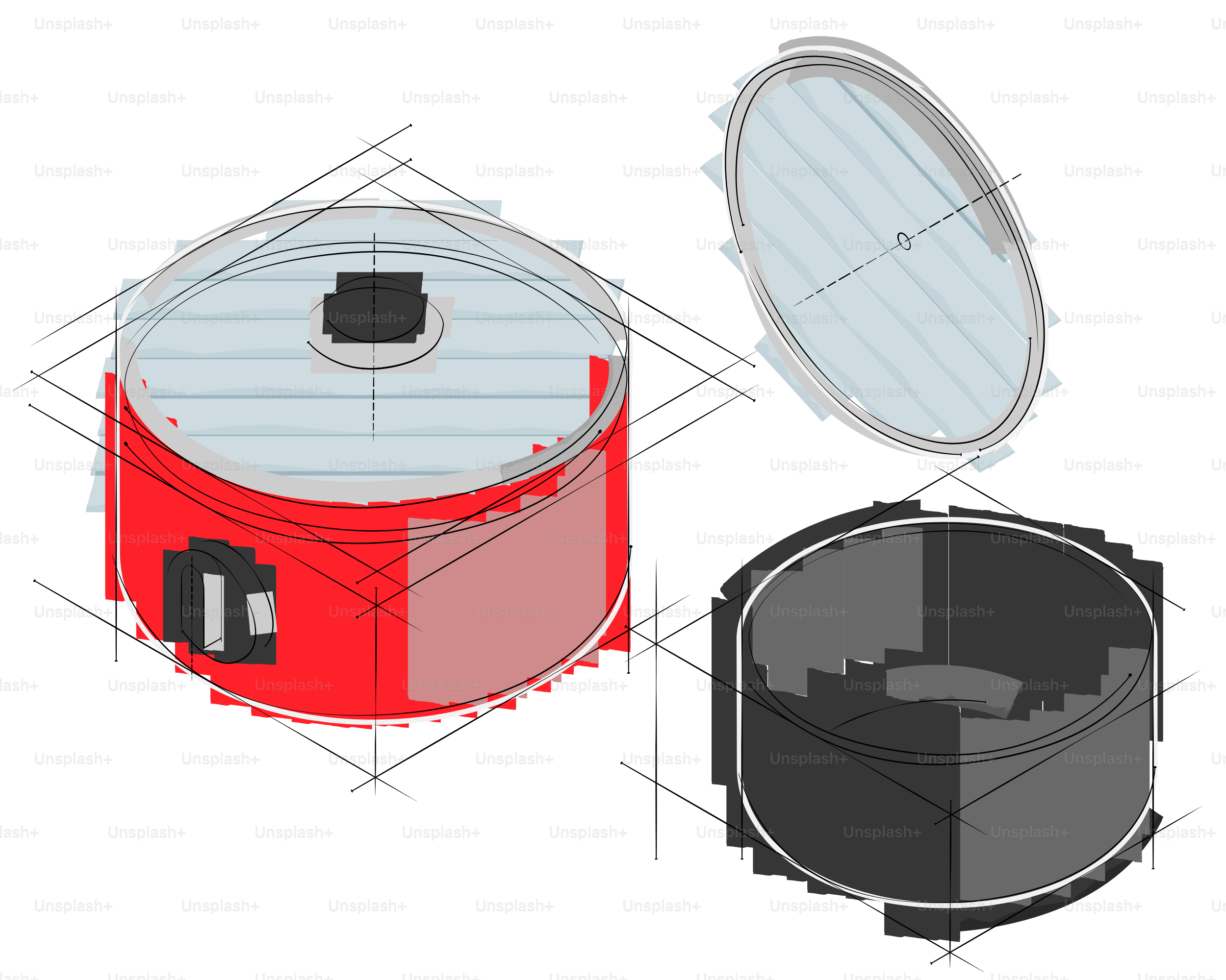A drawing of a red and black container vector – Slowcooker Image on ...
