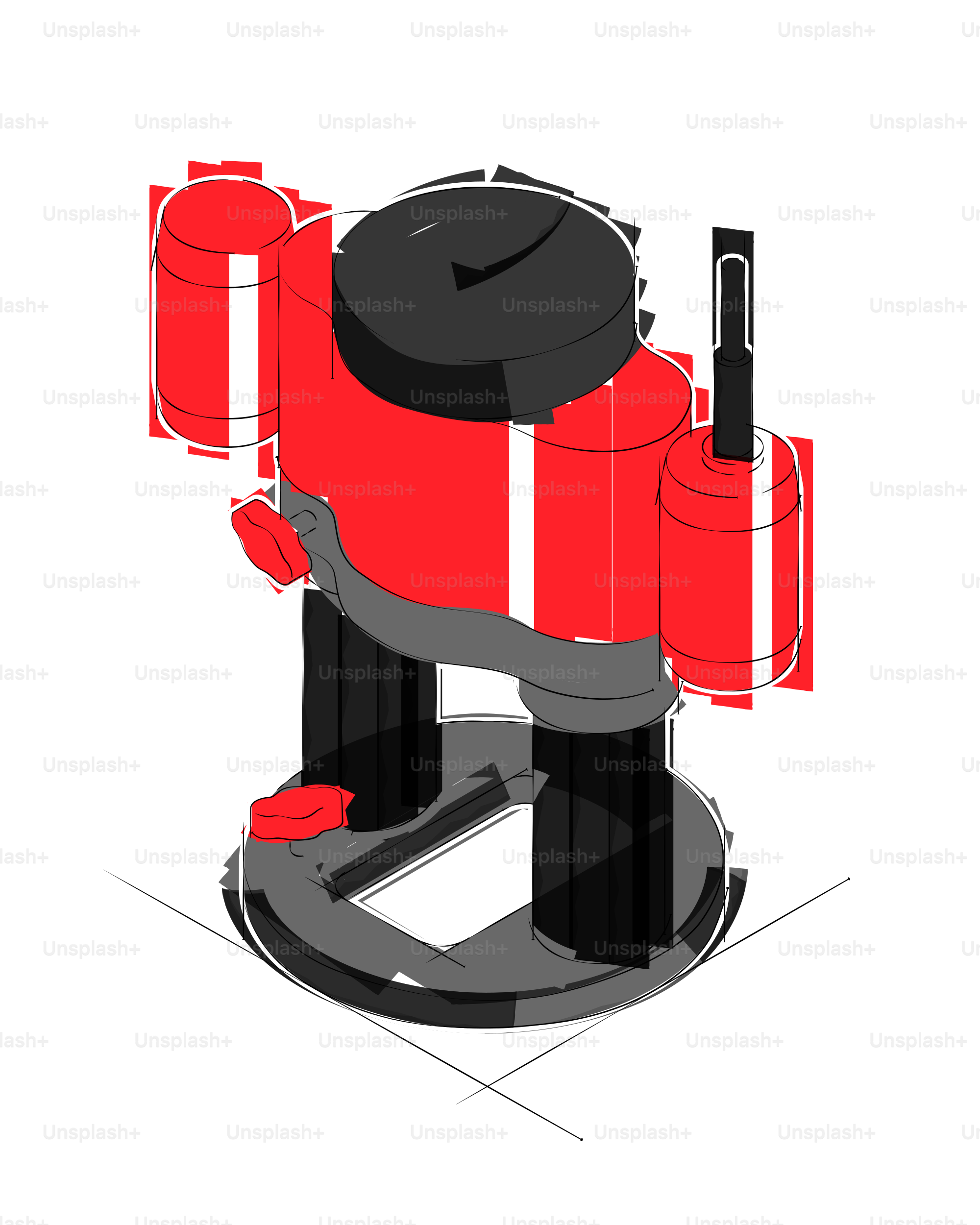 Un objet rouge et noir sur fond blanc vectoriel – Image de Routeur sur ...