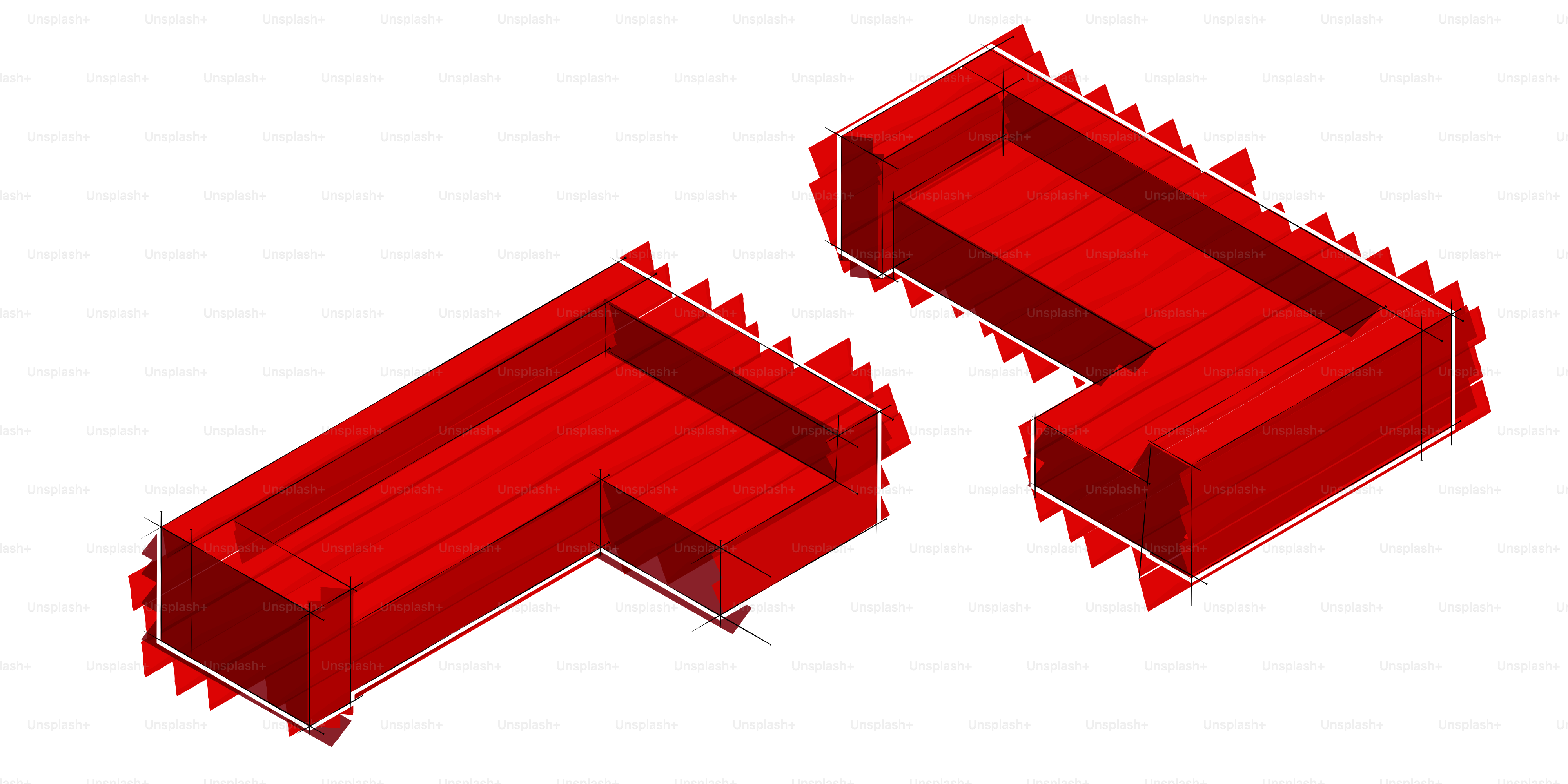 Une paire d’objets rectangulaires rouges sur fond blanc vectoriel ...