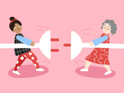 A cartoon of two people fighting with each other vector – Offline Image ...