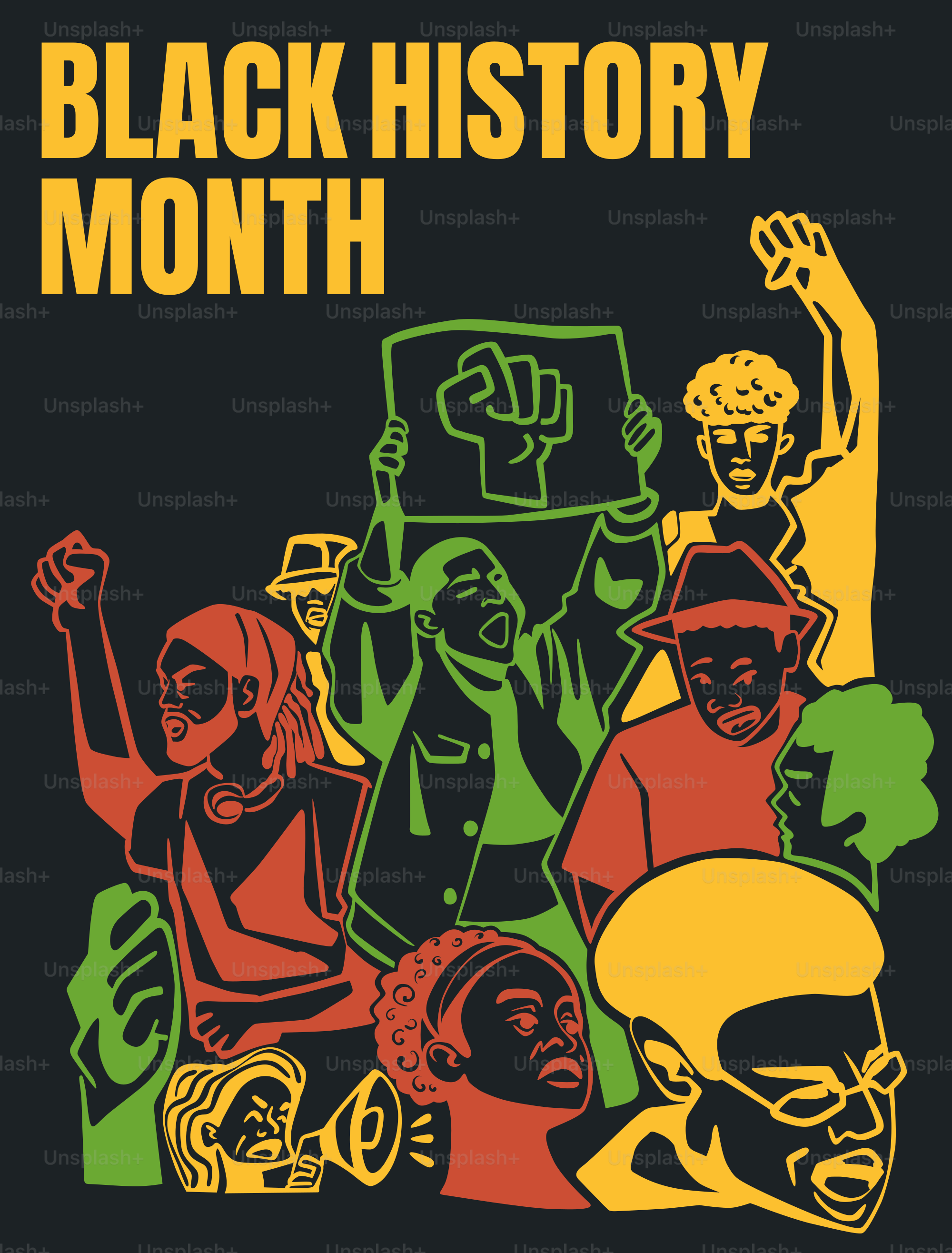 Il profilo di una donna nera con le parole mese della storia nera sopra ...