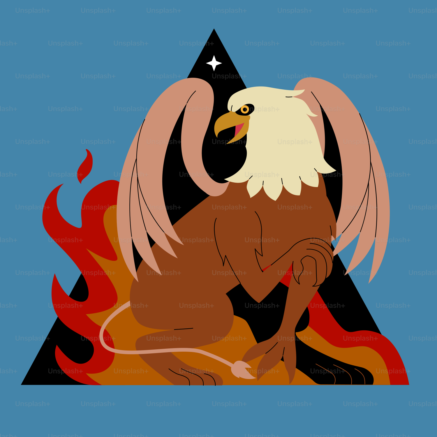 A bald eagle sitting on top of a fire vector – Imagination unleashed ...