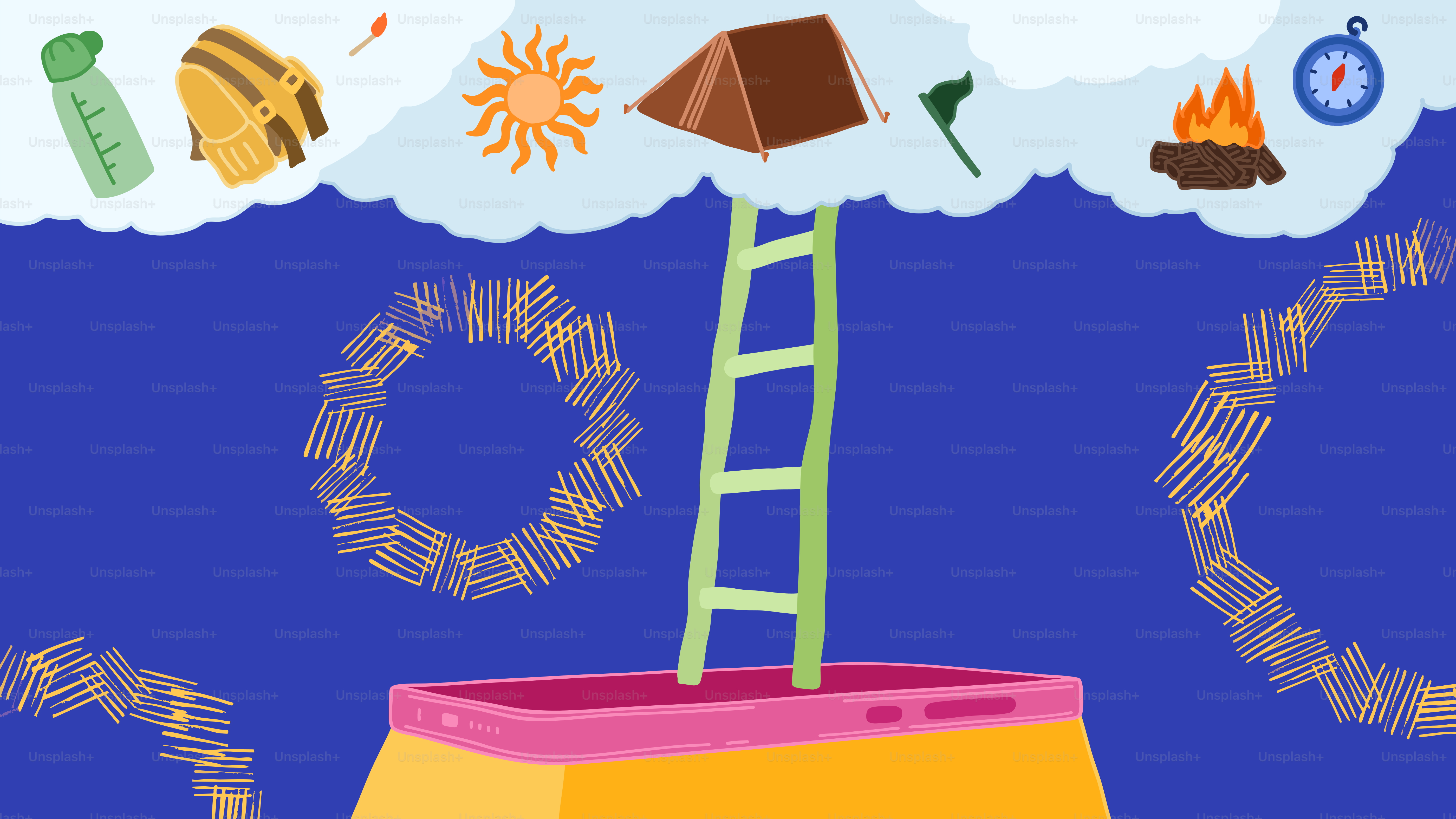 Un dibujo de una escalera hasta una nube vector – Imagen de Sol en Unsplash