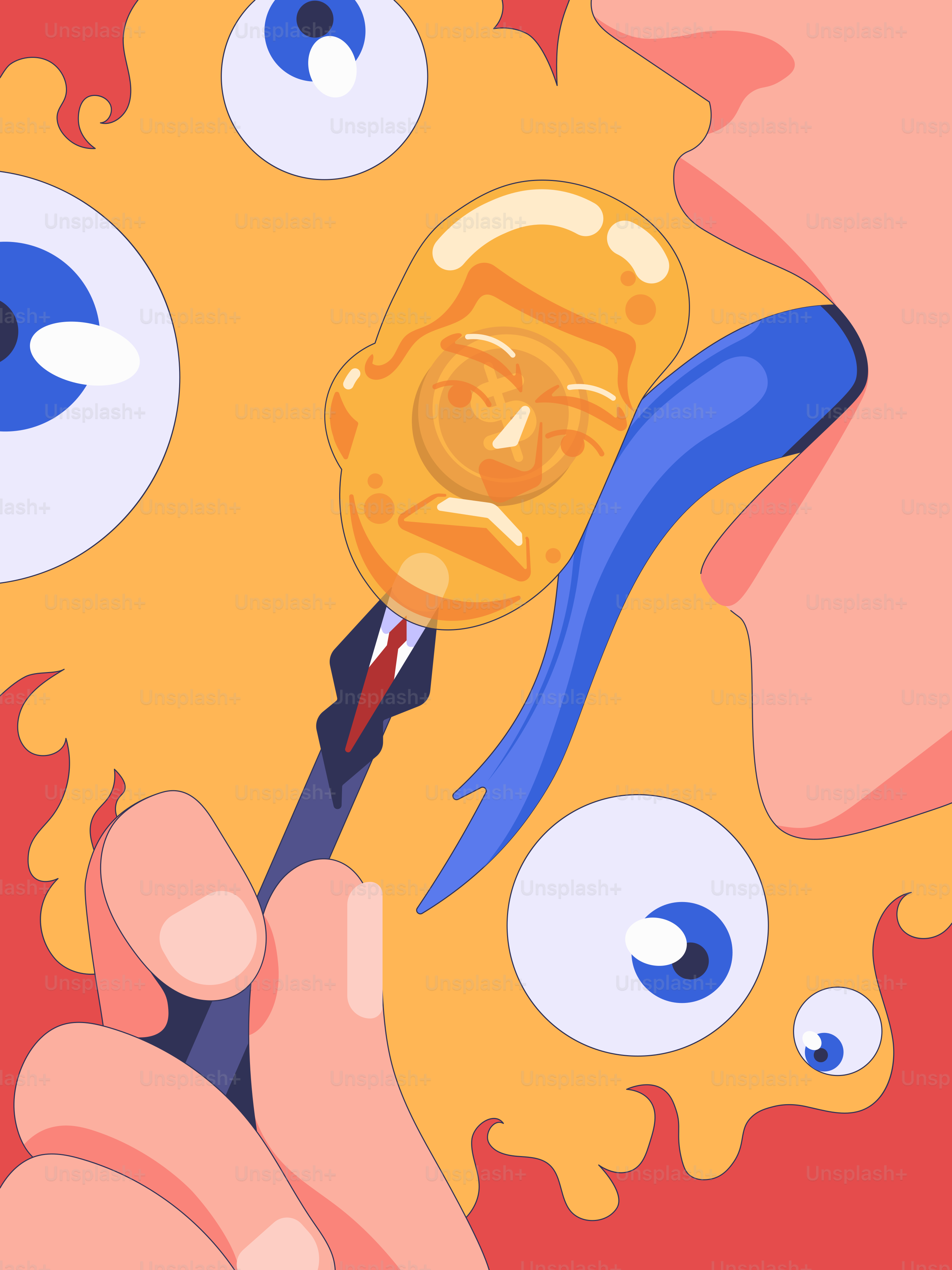 A person holding a toothbrush in front of a cartoon face vector ...