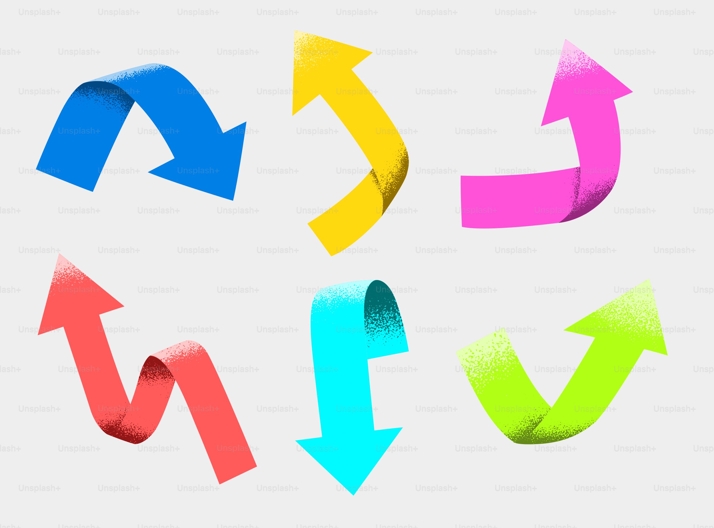 Un grupo de flechas de colores con fondo blanco vector – Imagen de ...