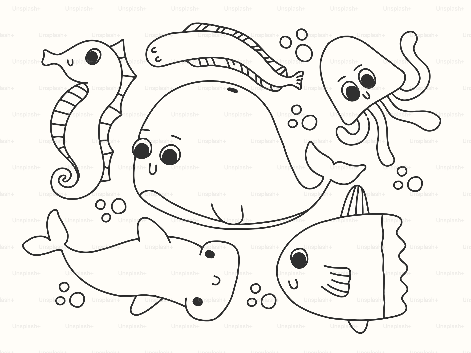 Vektor Gambar hitam putih hewan laut – Gambar Binatang di Unsplash
