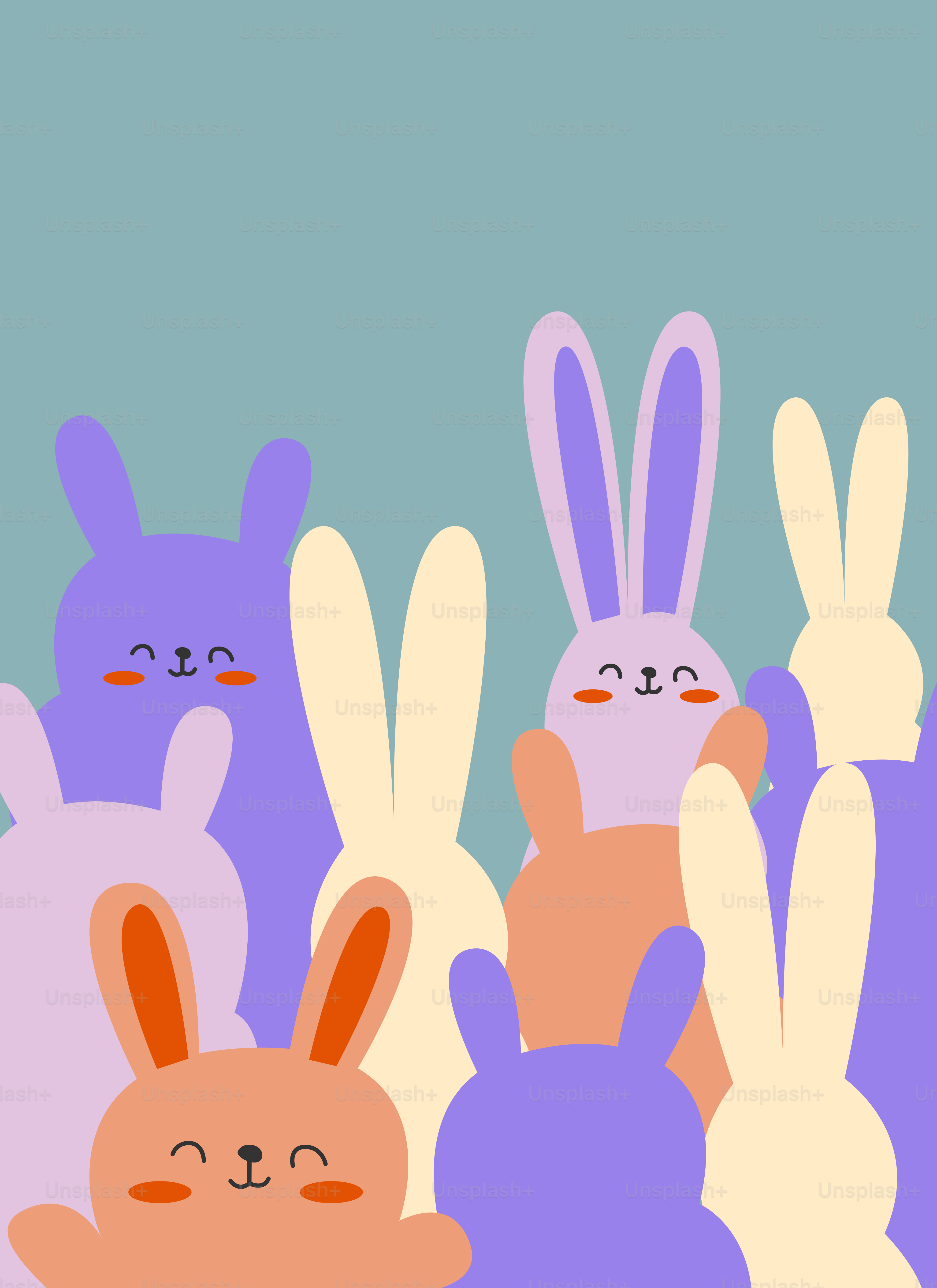 A group of rabbits standing next to each other vector – Easter ...