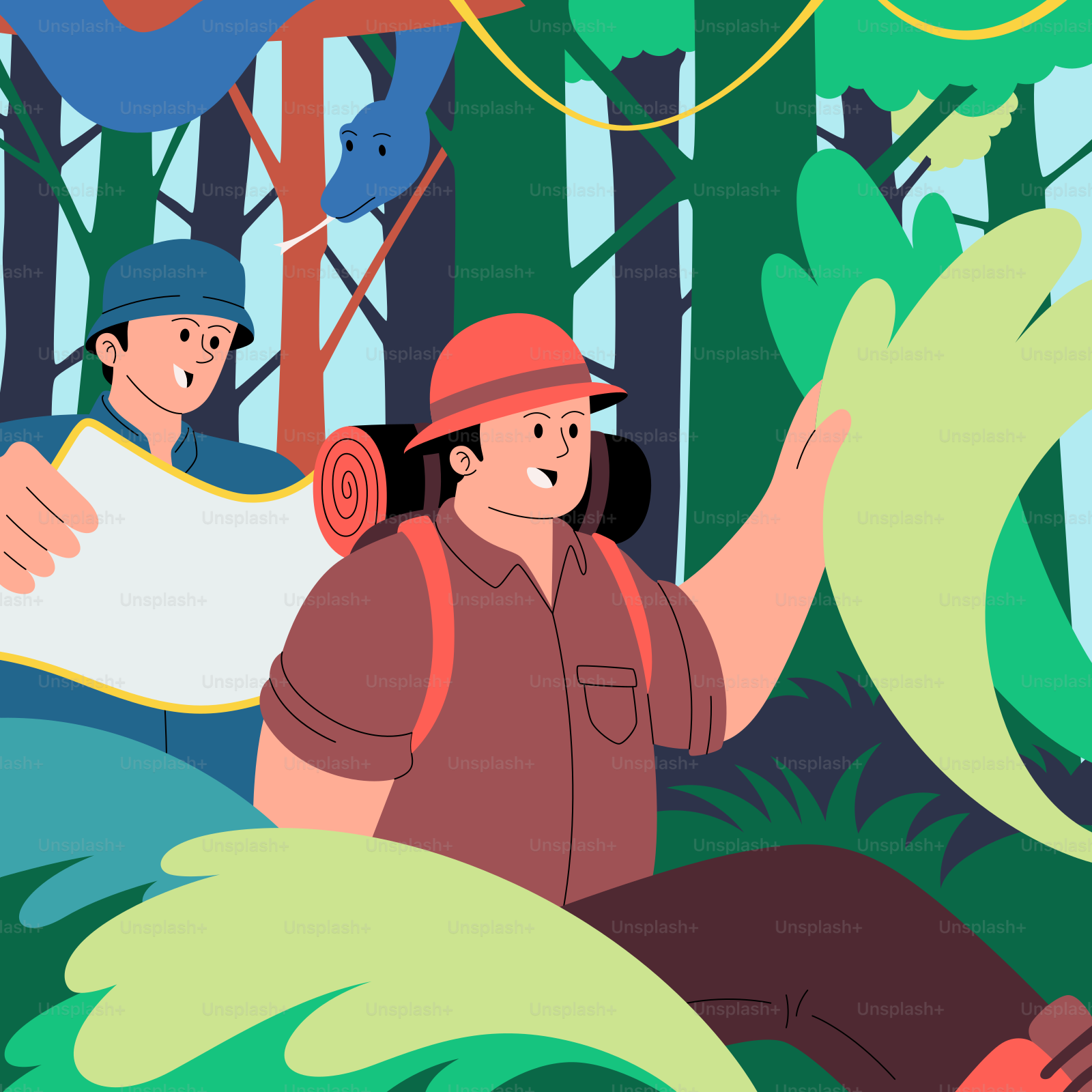 Vektor Beberapa orang di hutan dengan pepohonan – Gambar Hutan di Unsplash