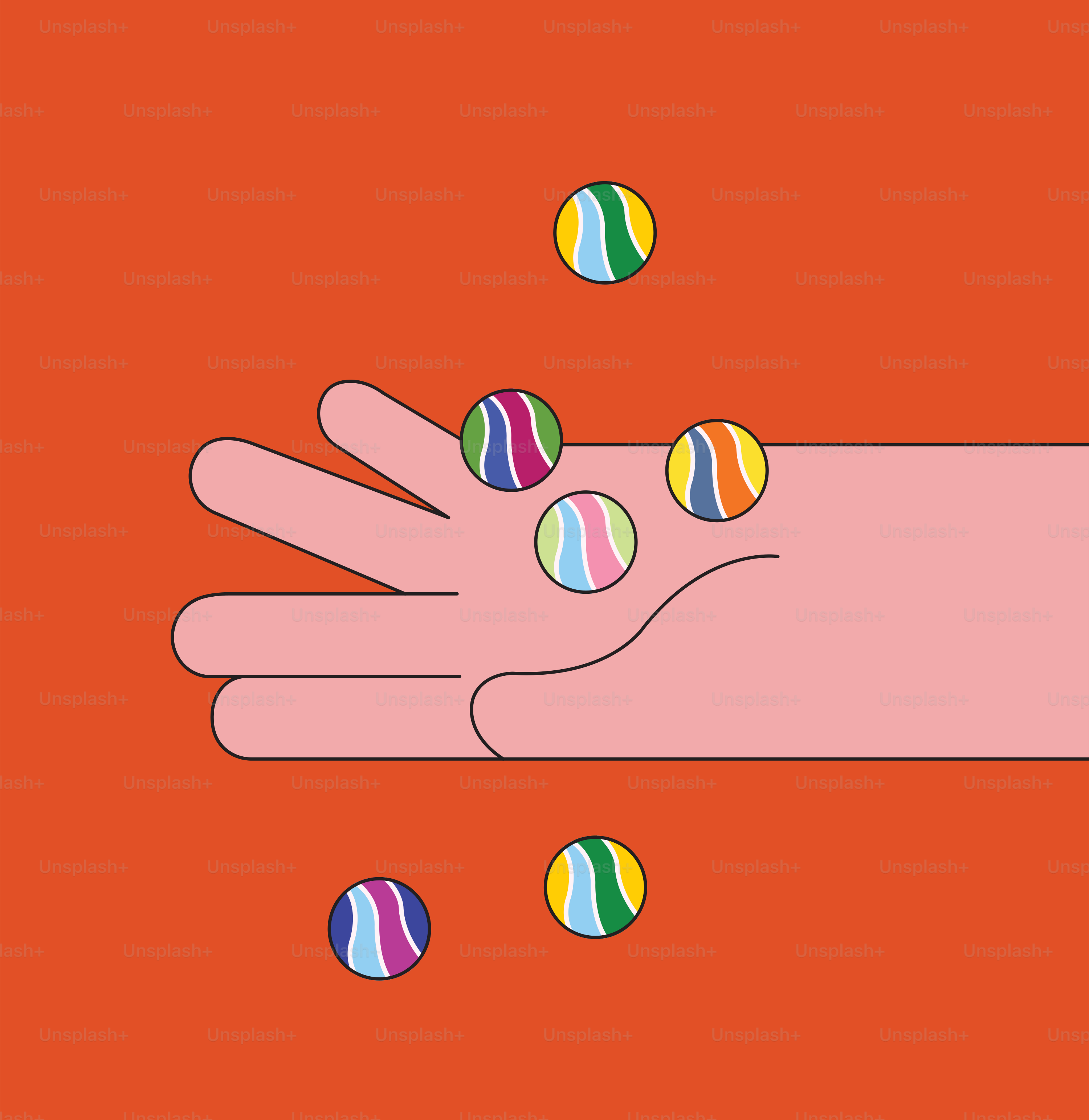 A person's hand reaching for a button on an orange background vector ...