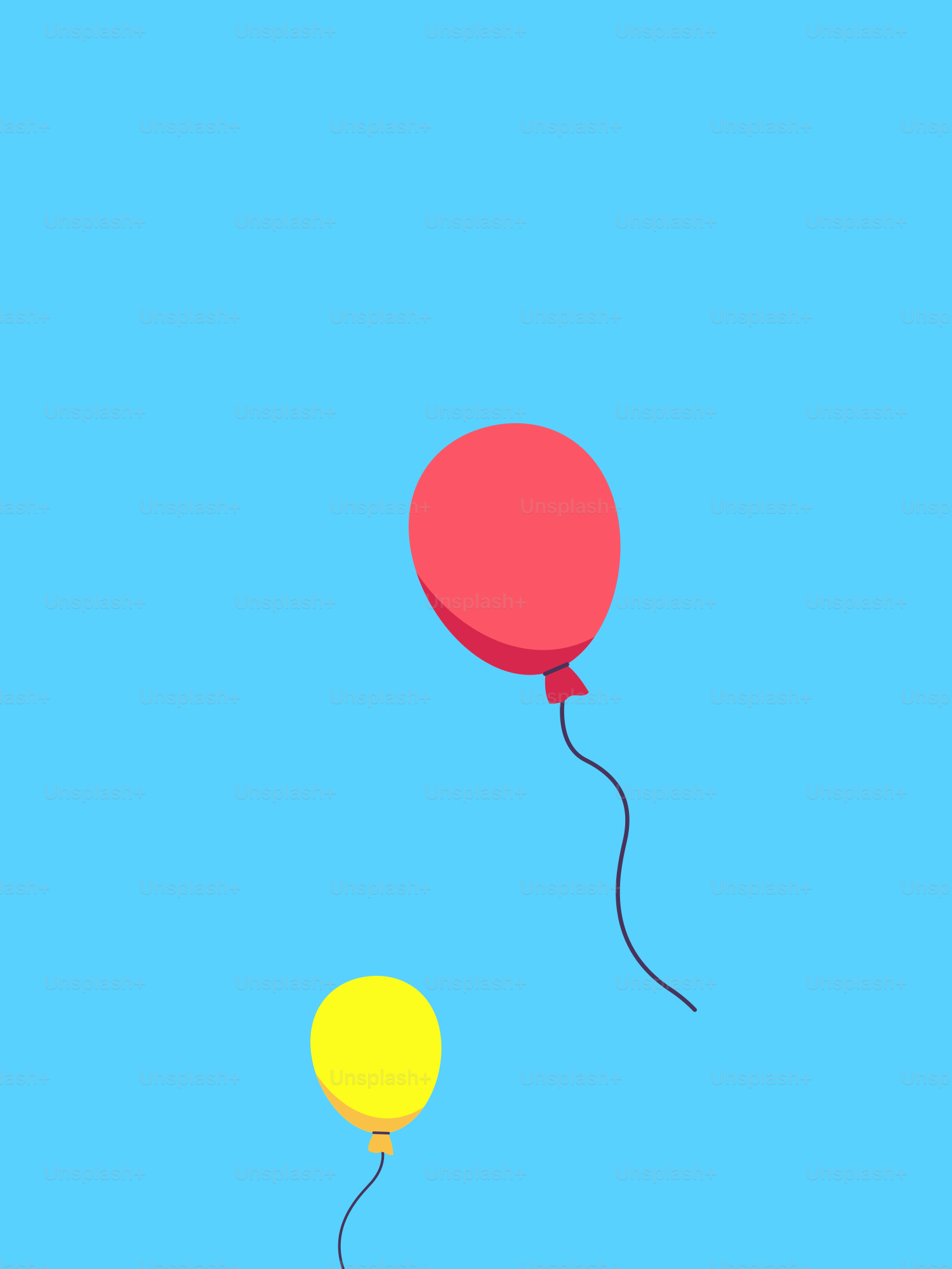 Two balloons floating in the air on a blue background vector – Minimal ...