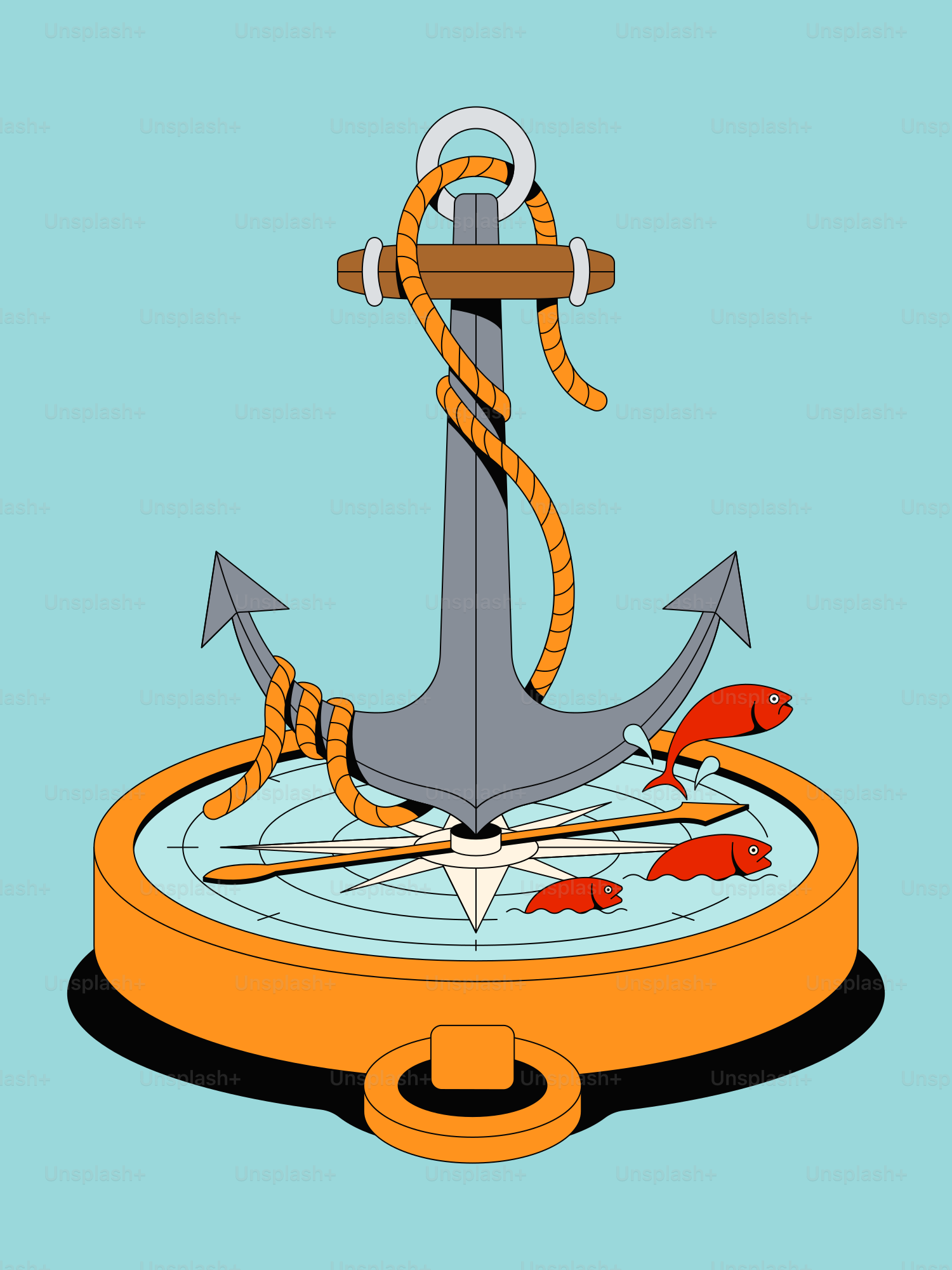 Un dibujo de un ancla con un pez en ella vector – Imagen de Mar en Unsplash