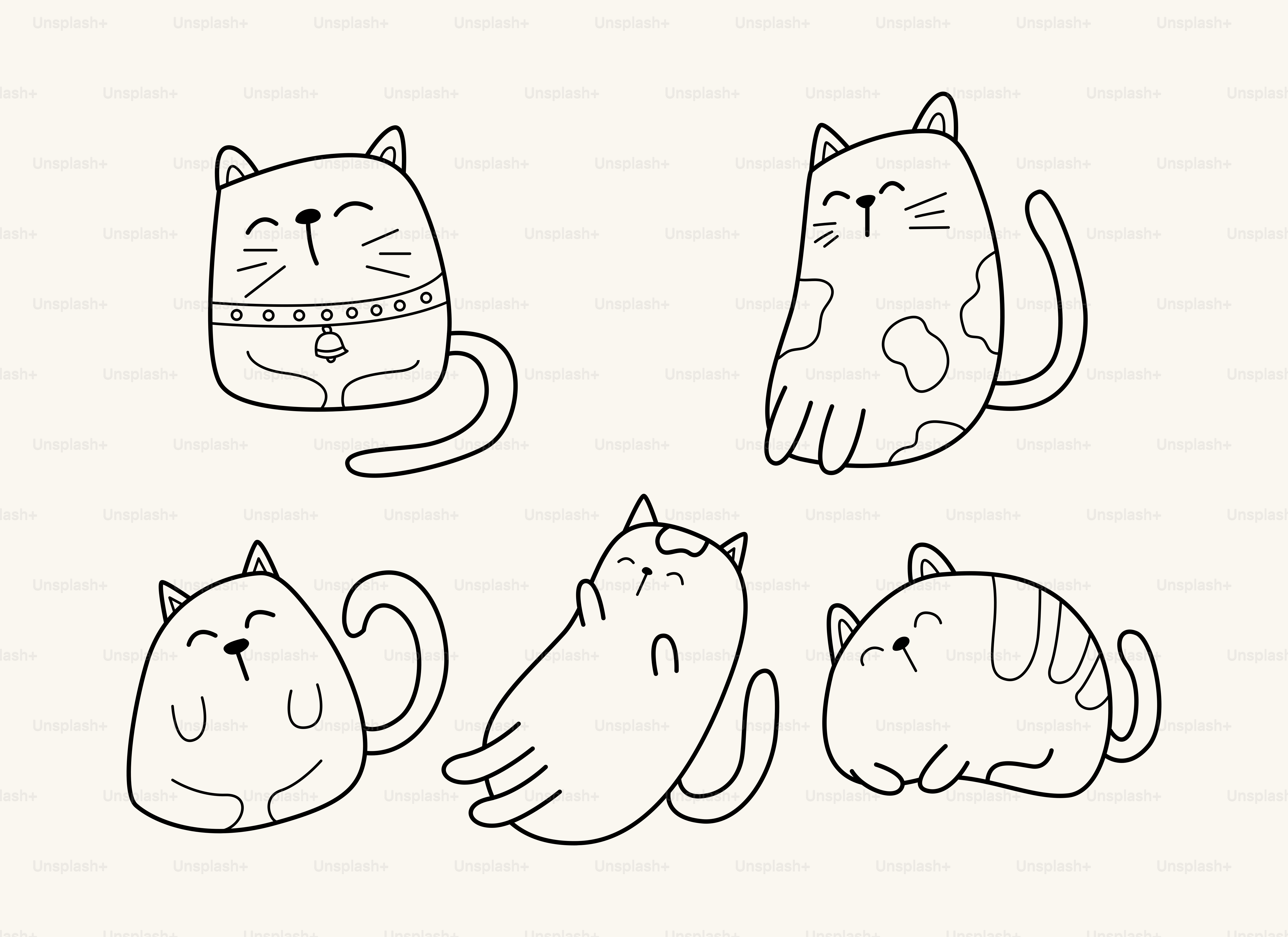 A line drawing of cats laying down and sleeping vector – Cats Image on ...