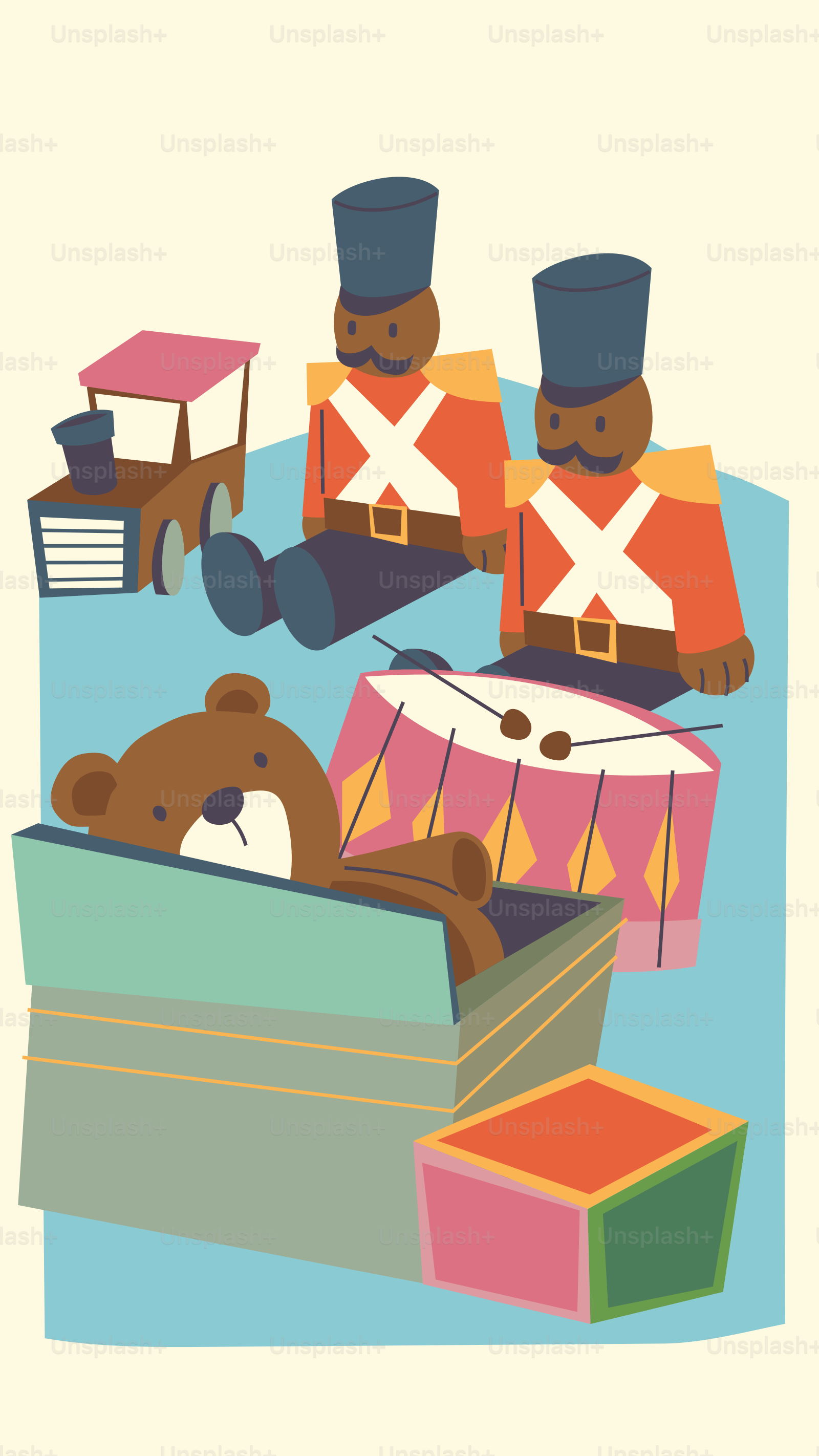 A couple of bears that are in a box vector – Vintage dolls Image on ...